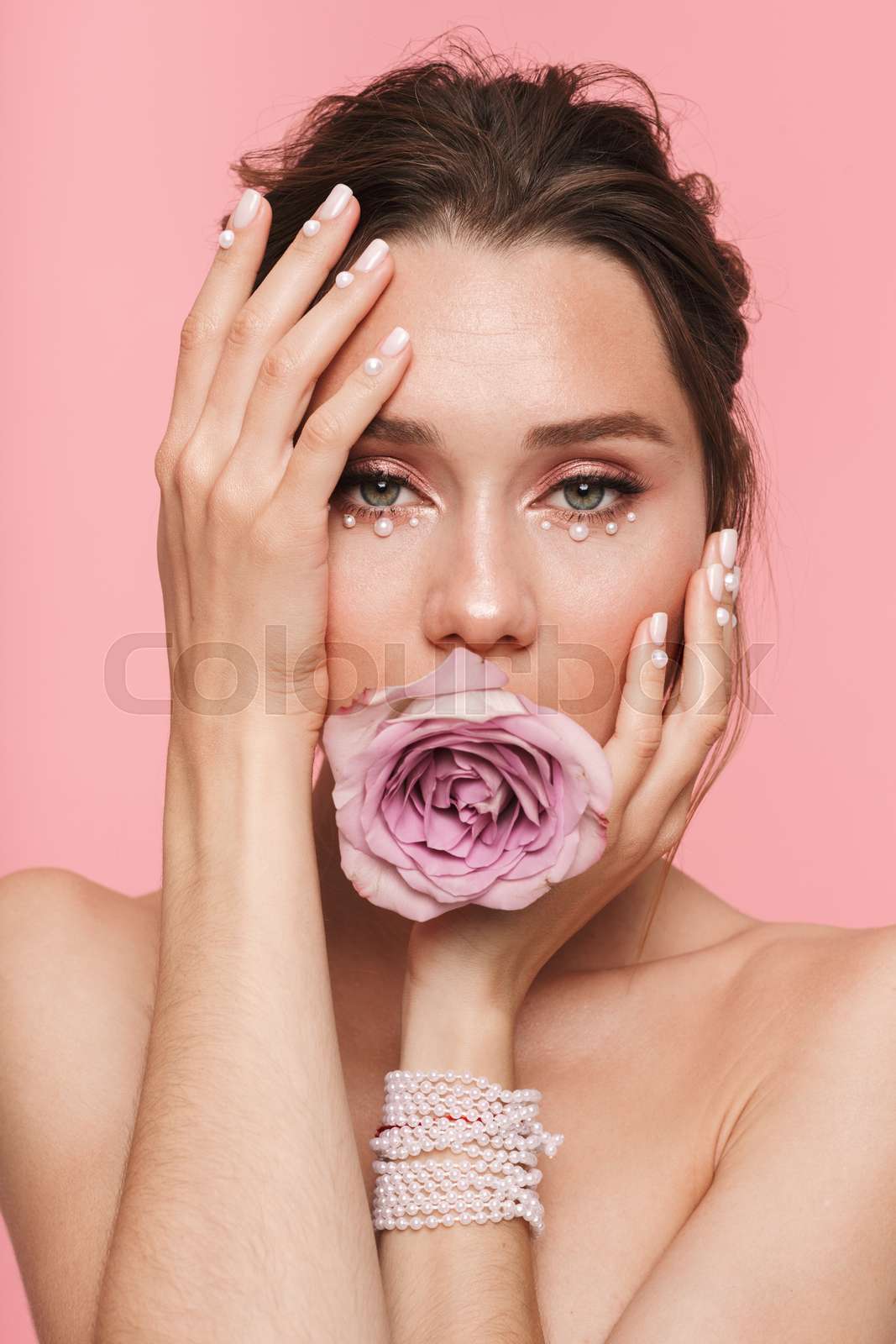 Beauty Portrait Of An Attractive Young Topless Woman Stock Image