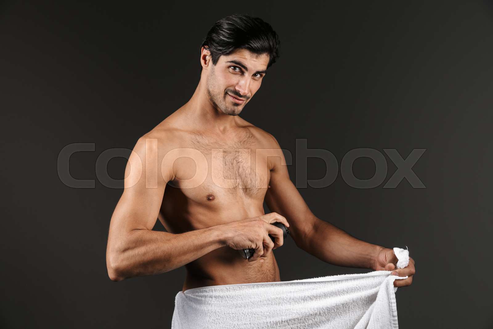 Handsome Shirtless Man Standing Stock Image Colourbox