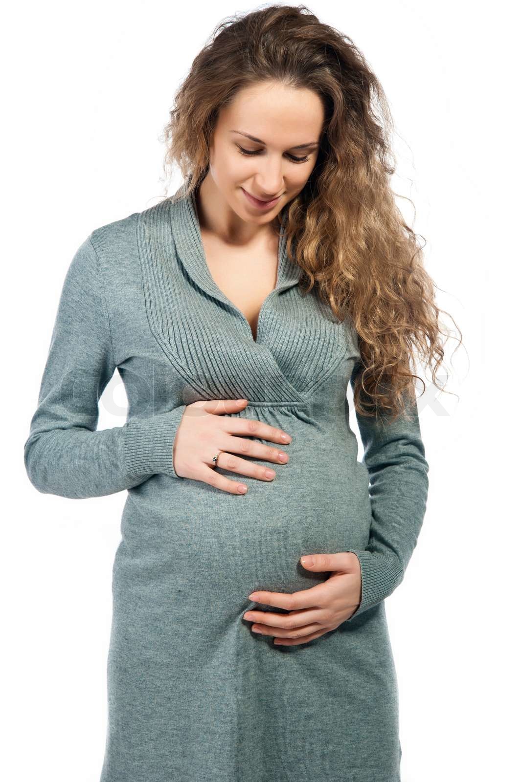 Pregnant Woman Caressing Her Belly Stock Image Colourbox