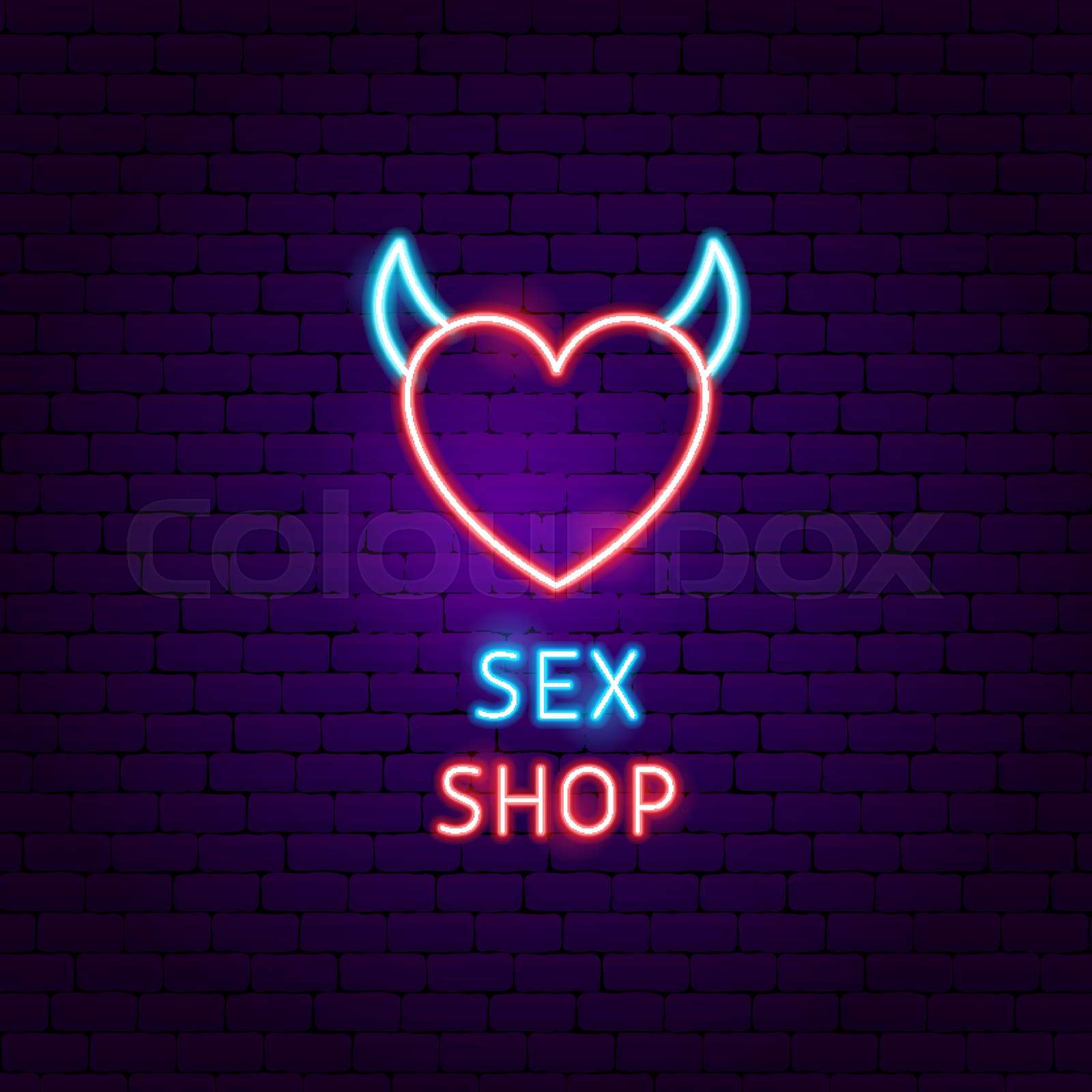 Sex Shop Neon Label Stock Vector Colourbox