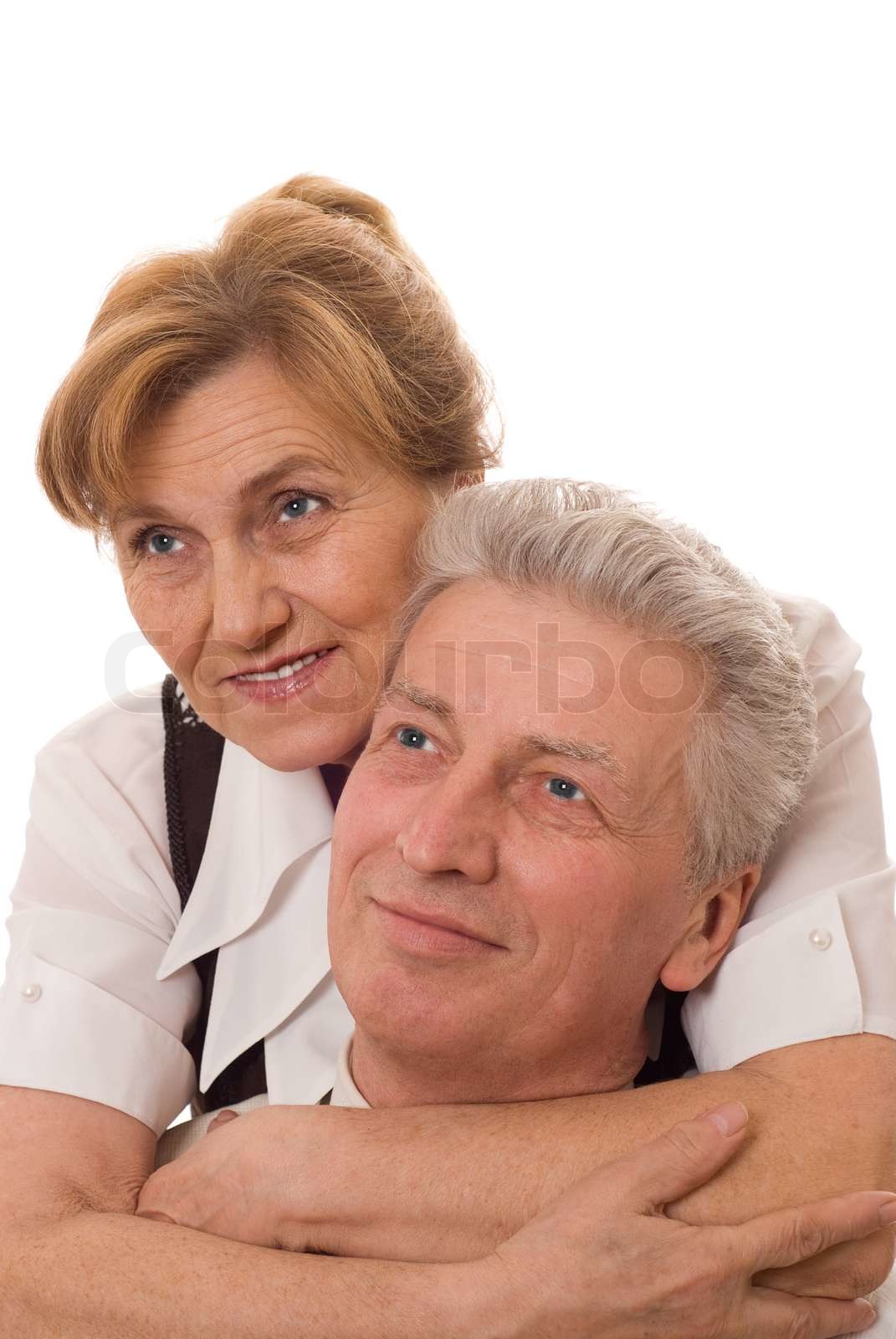 Happy Old Couple Standing And Smiling Stock Image Colourbox