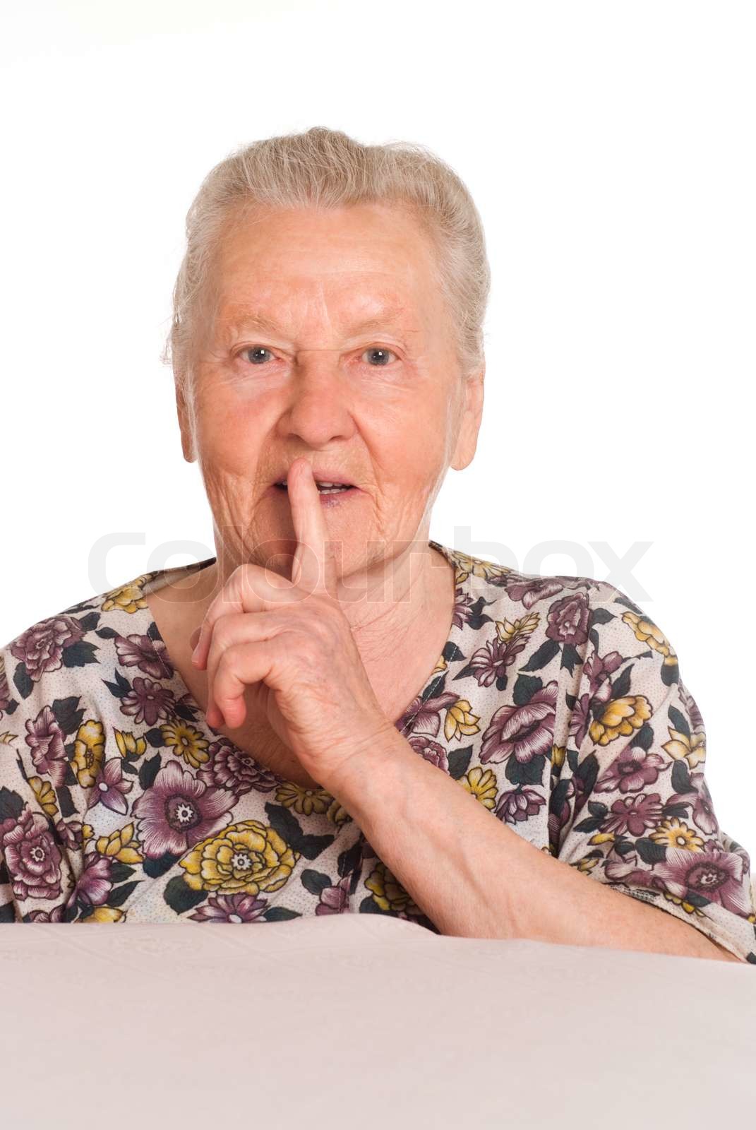 Angry Granny Portrait Stock Bild Colourbox