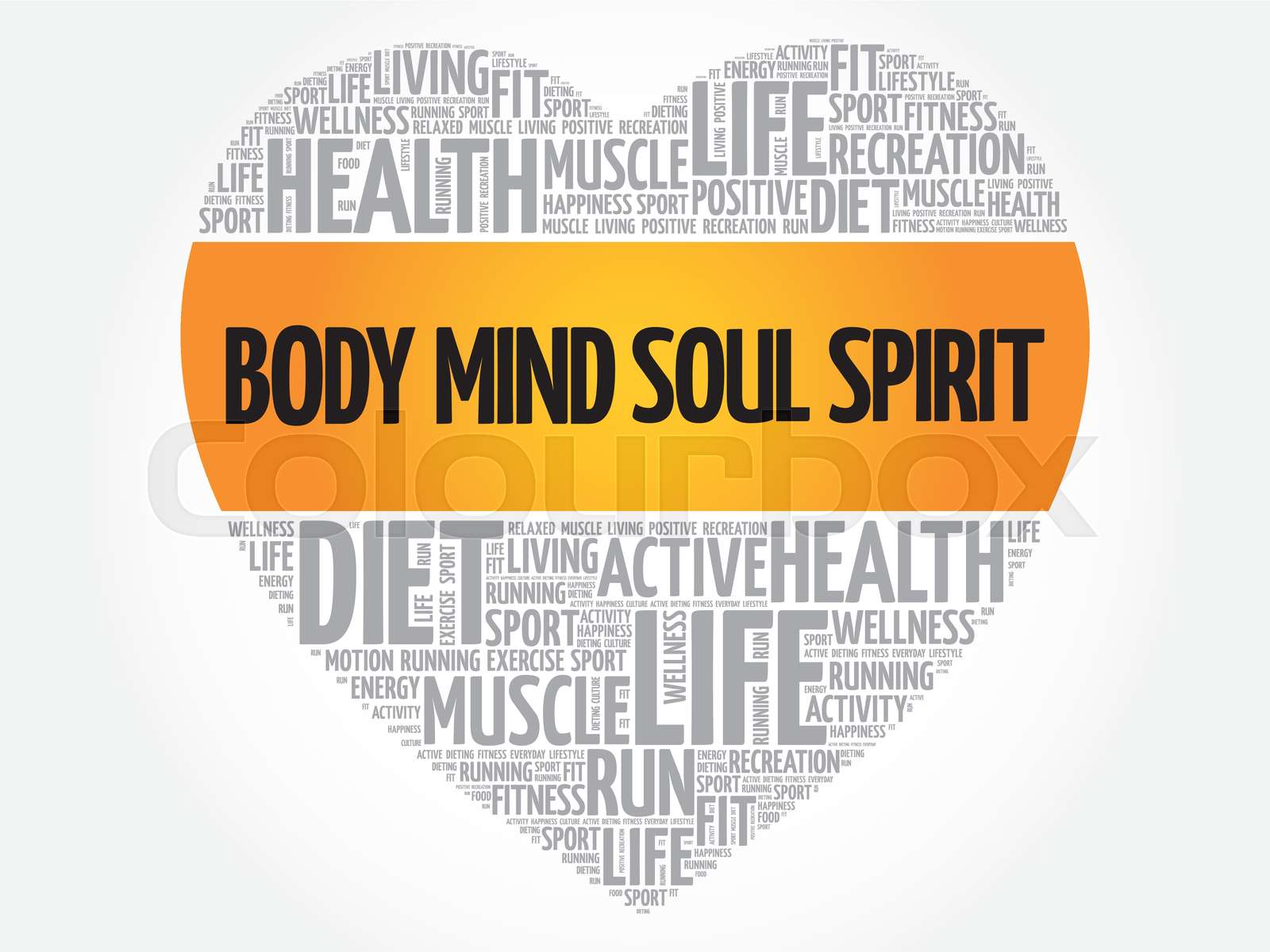 Body Mind Soul Spirit Heart Word Cloud Stock Vector Colourbox