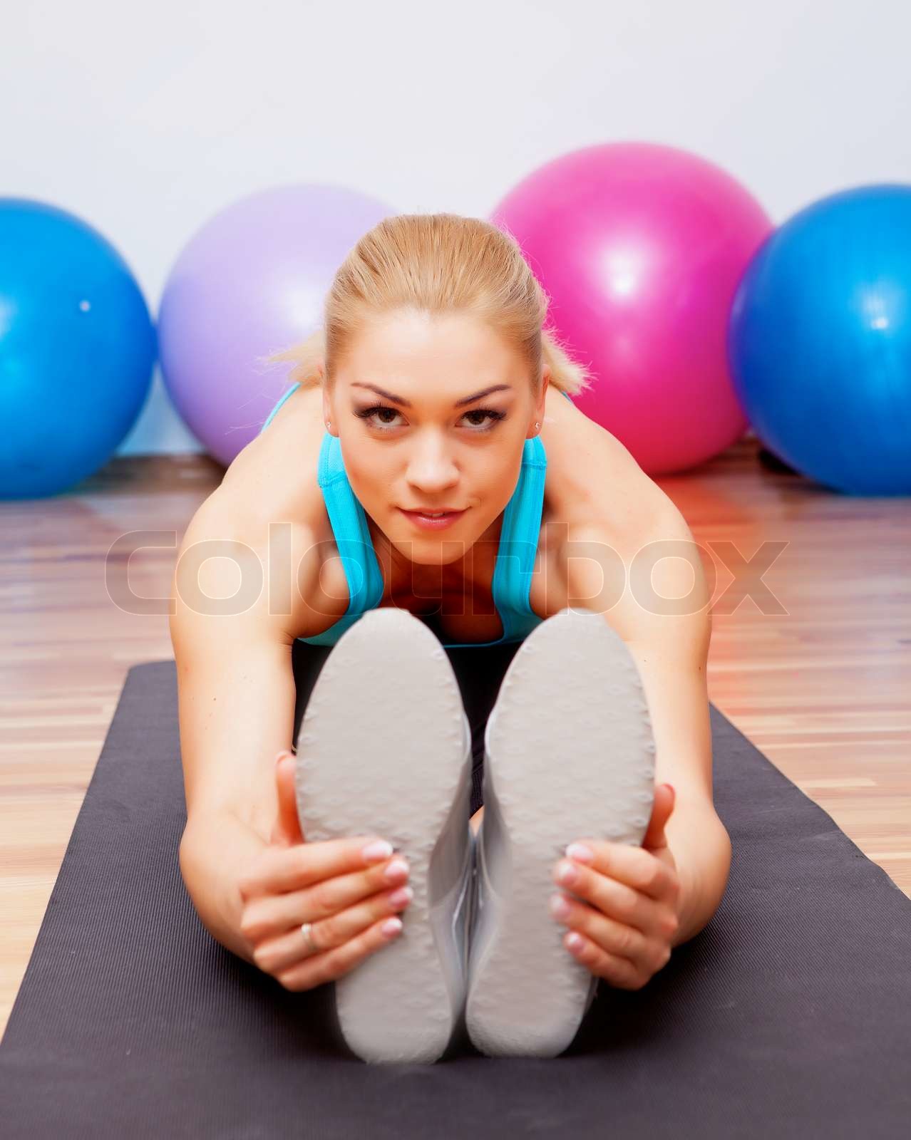 Stretching Girl Stock Image Colourbox