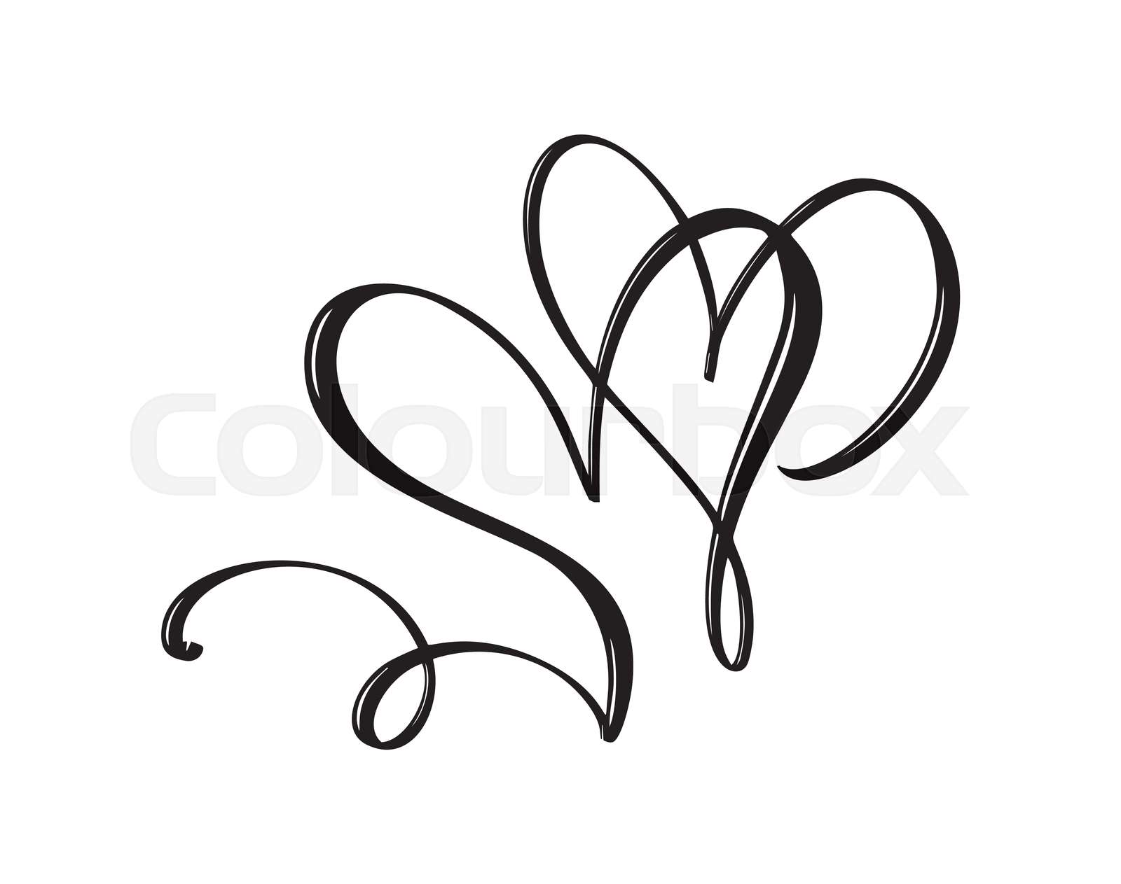 Hand Drawn Two Heart Love Sign Romantic Calligraphy Vector