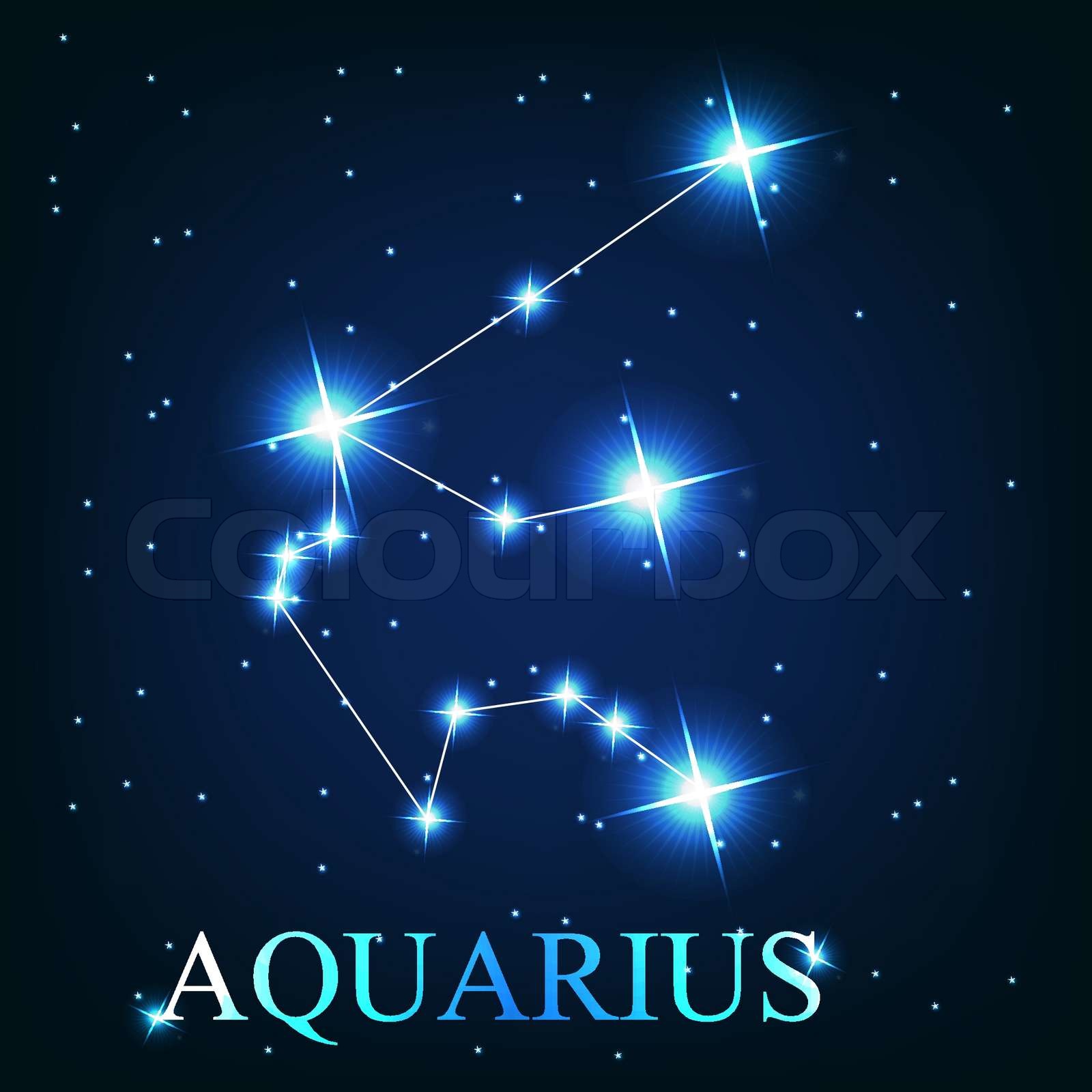 Vector Of The Aquarius Zodiac Sign Of The Beautiful Bright Stars On The