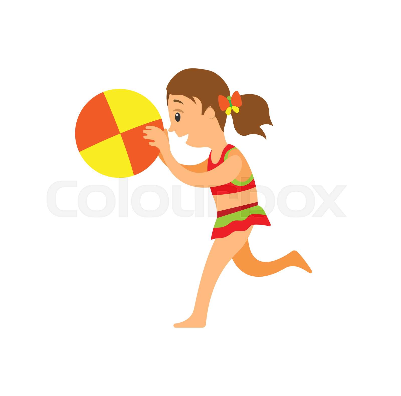 Beach Game Girl In Swimsuit With Inflatable Ball Stock Vector