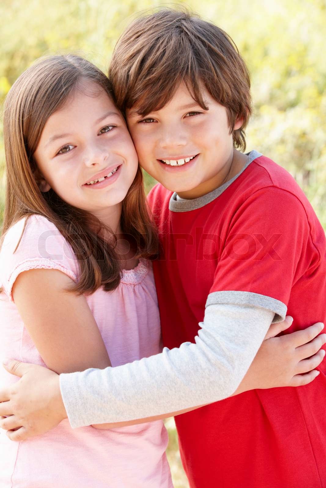 Portrait Hispanic Brother And Sister Outdoors Stock Image Colourbox