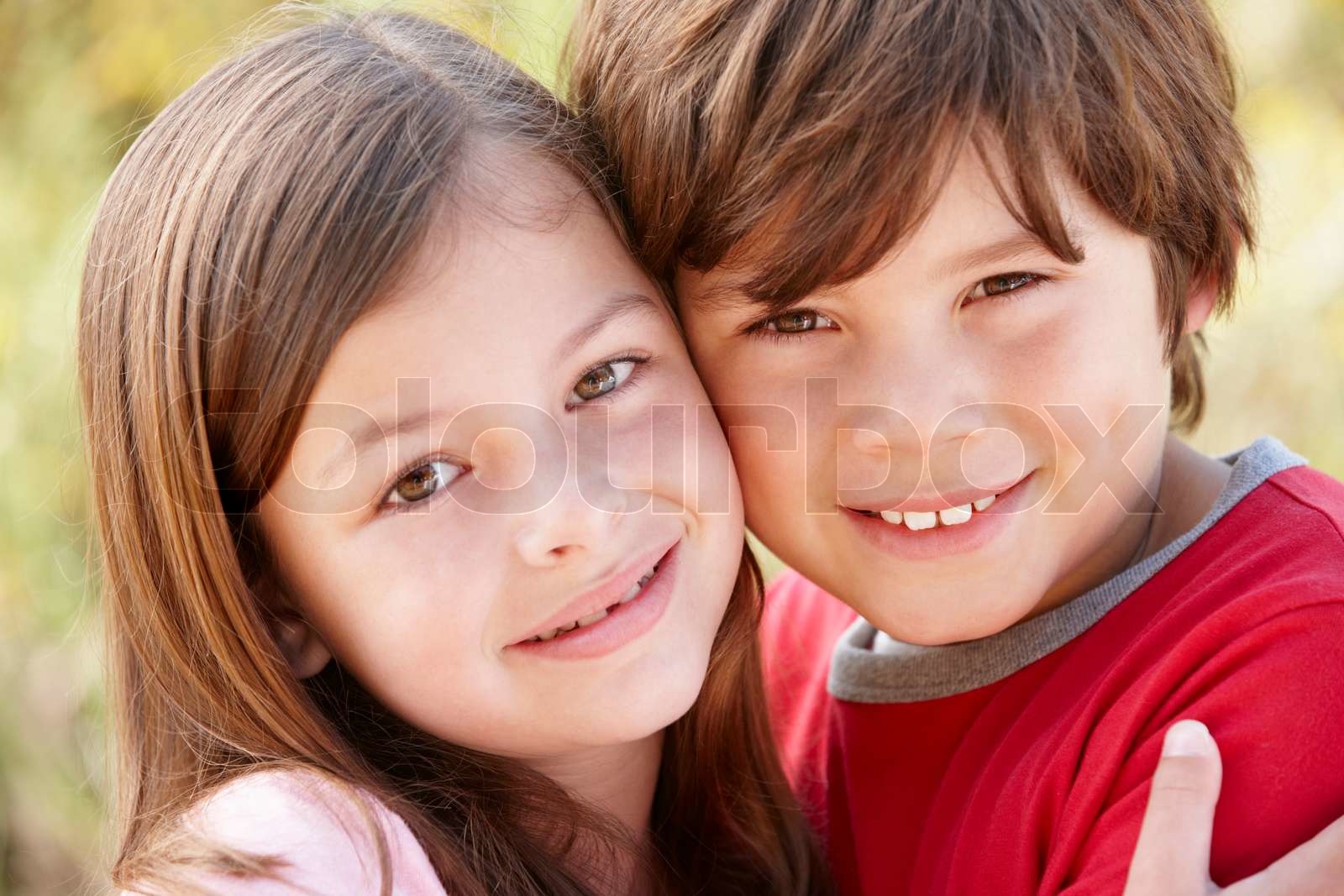 Portrait Hispanic Brother And Sister Outdoors Stock Image Colourbox