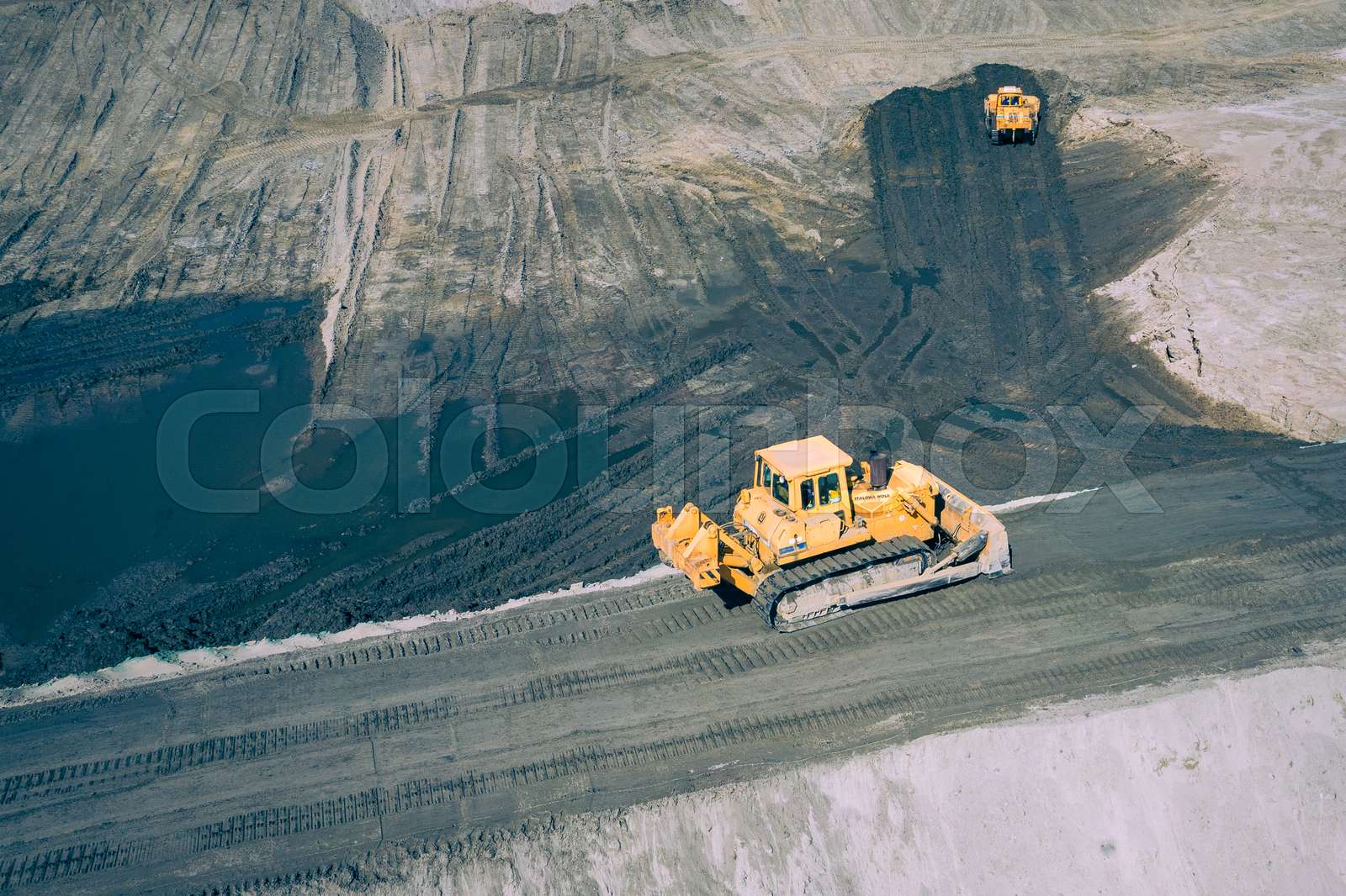 Aerial View Of Industrial Mineral Open Pit Mine Opencast Mining Quarry