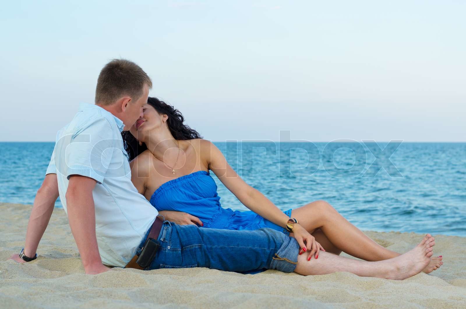 Loving Couple Kissing On The Beach Stock Image Colourbox