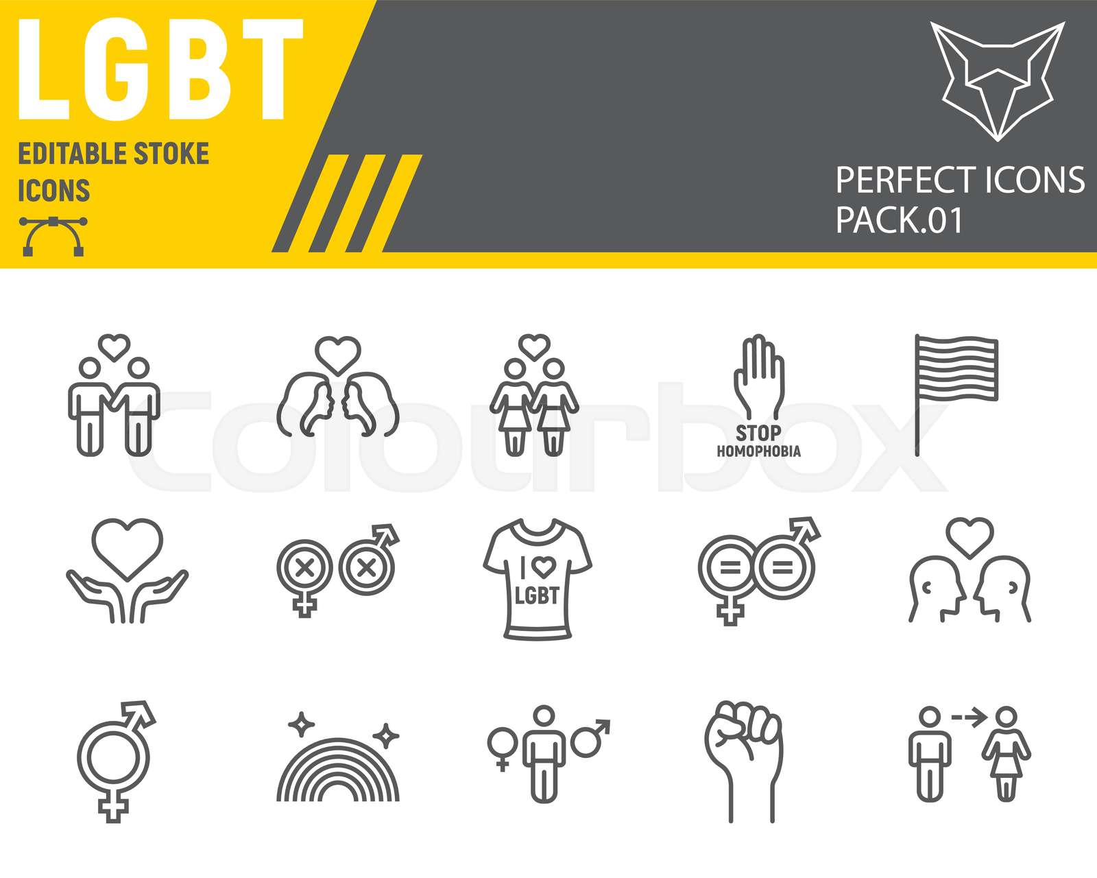 Lgbt Line Icon Set Lgbtq Symbols Collection Vector Sketches Logo