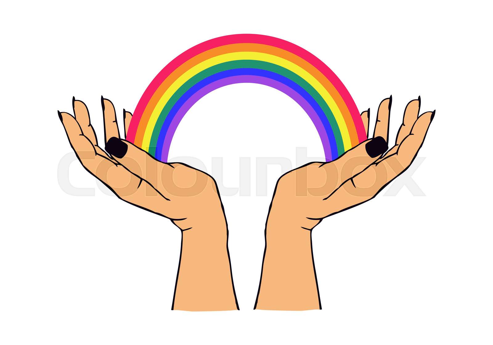 Vector Illustration Of Hands Holding Lgbtq Rainbow Concept Of Pride