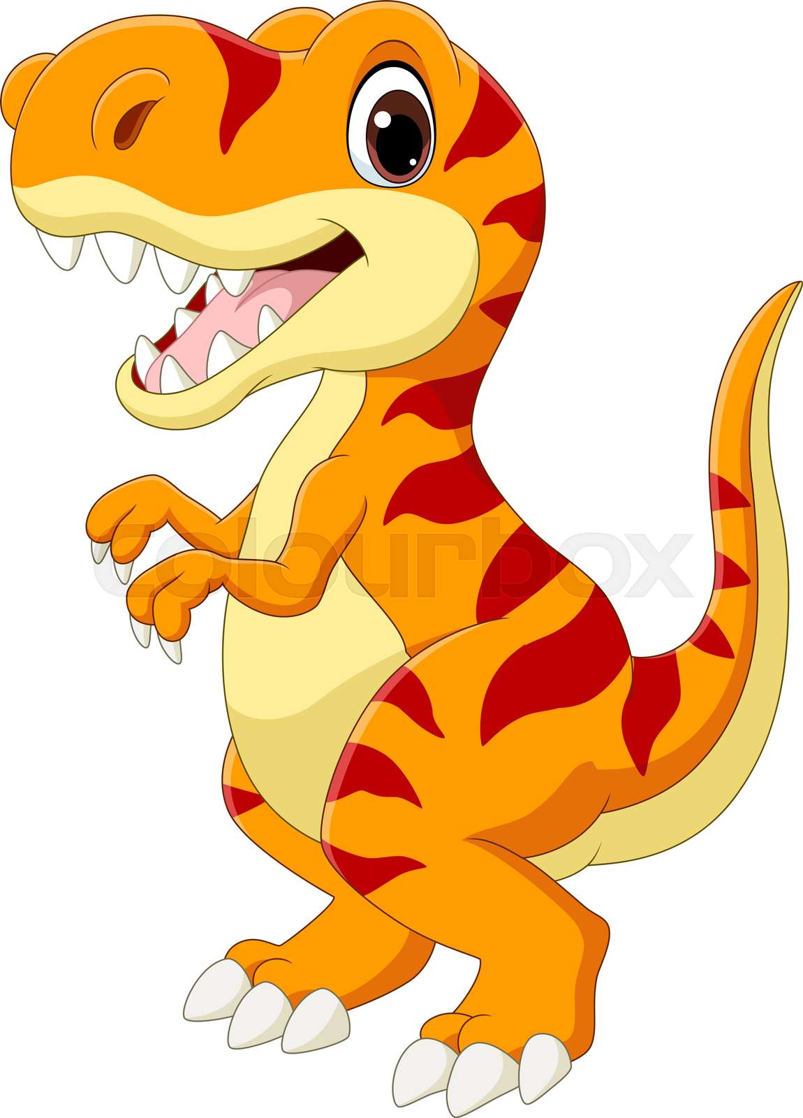 Cartoon Happy Tyrannosaurus On White Background Stock Vector Colourbox