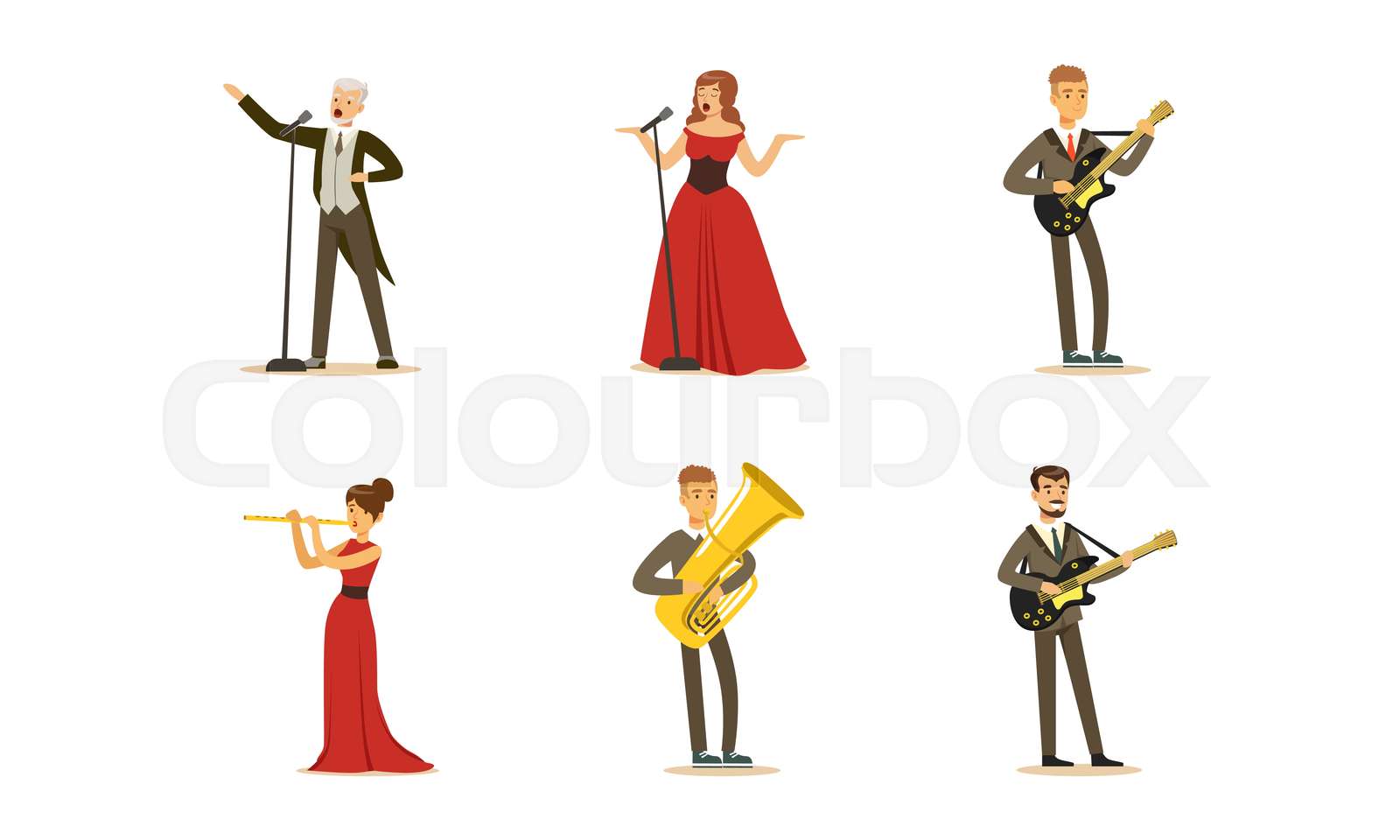 Set Of Classical Musicians And Singers People Playing Musical