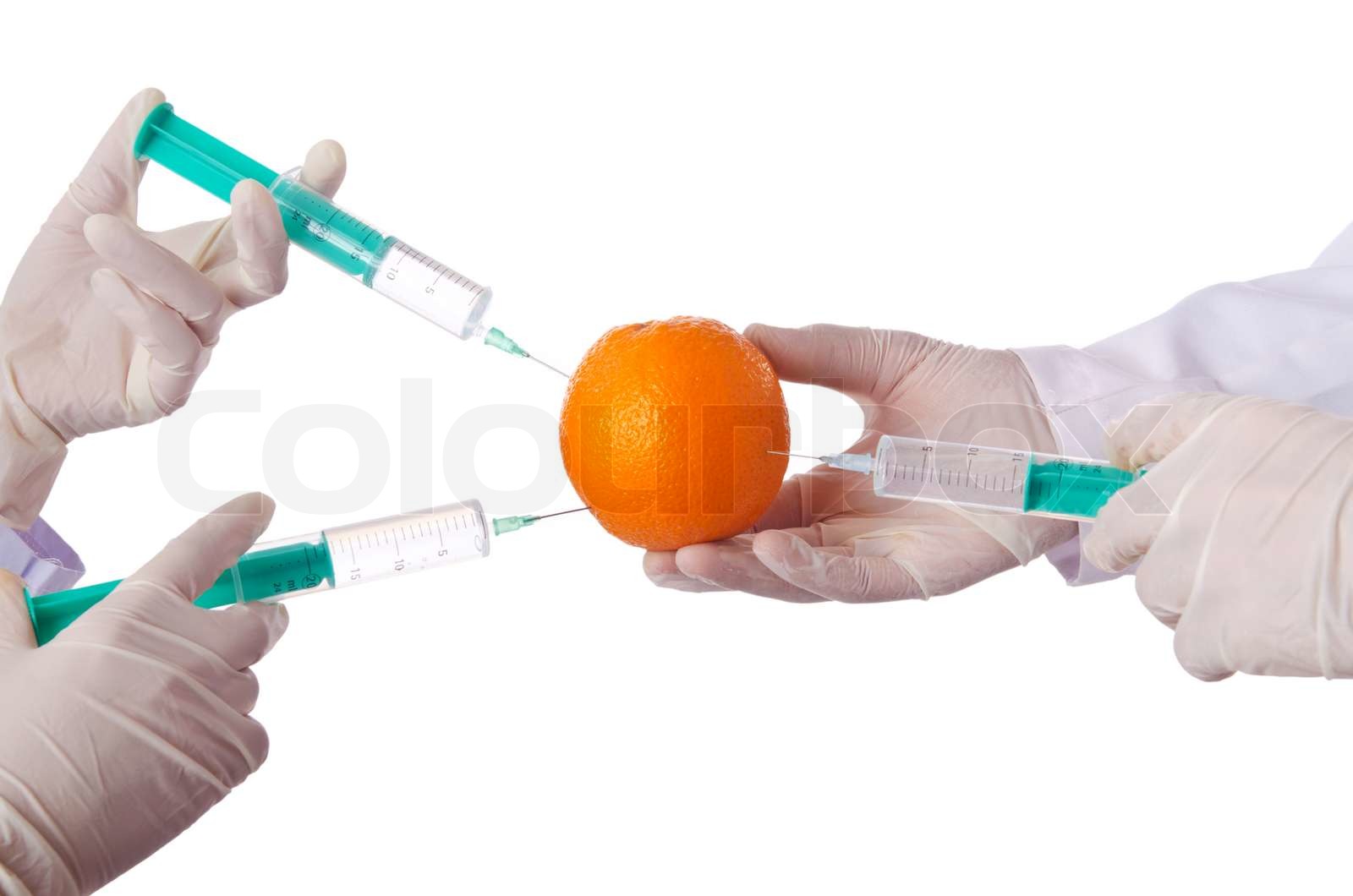 Science Experiment With Orange And Syringe Stock Image Colourbox