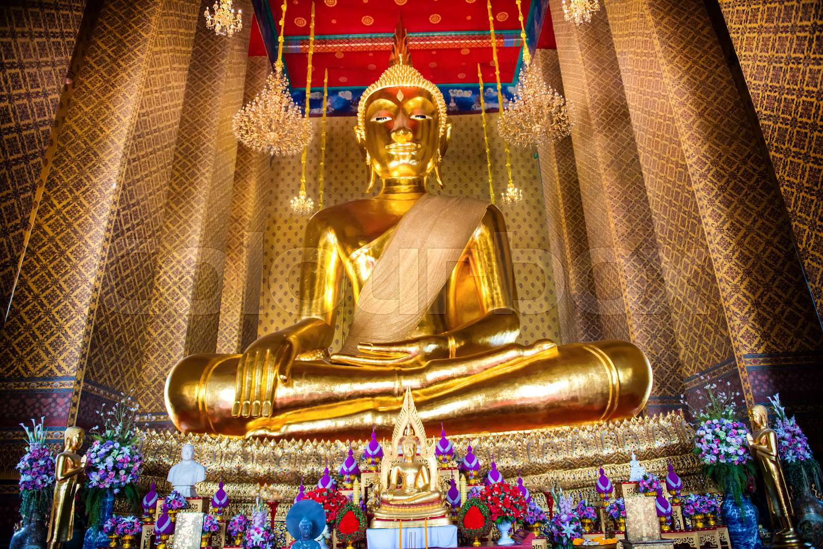 Big Statue Of Sitting Buddha In Buddhist Temple Stock Image Colourbox