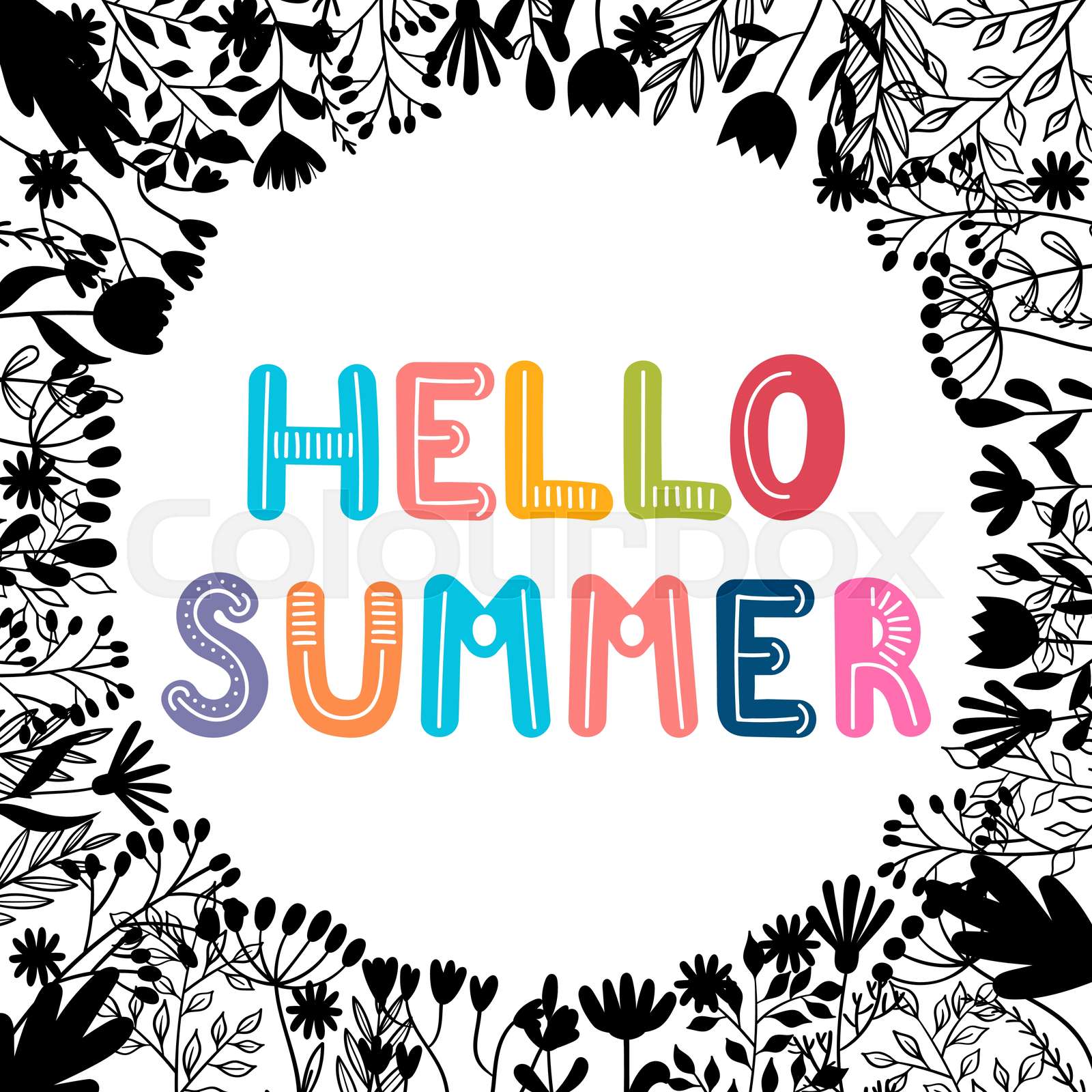 Hello Summer Inspirational And Motivating Phrase Lettering Design For