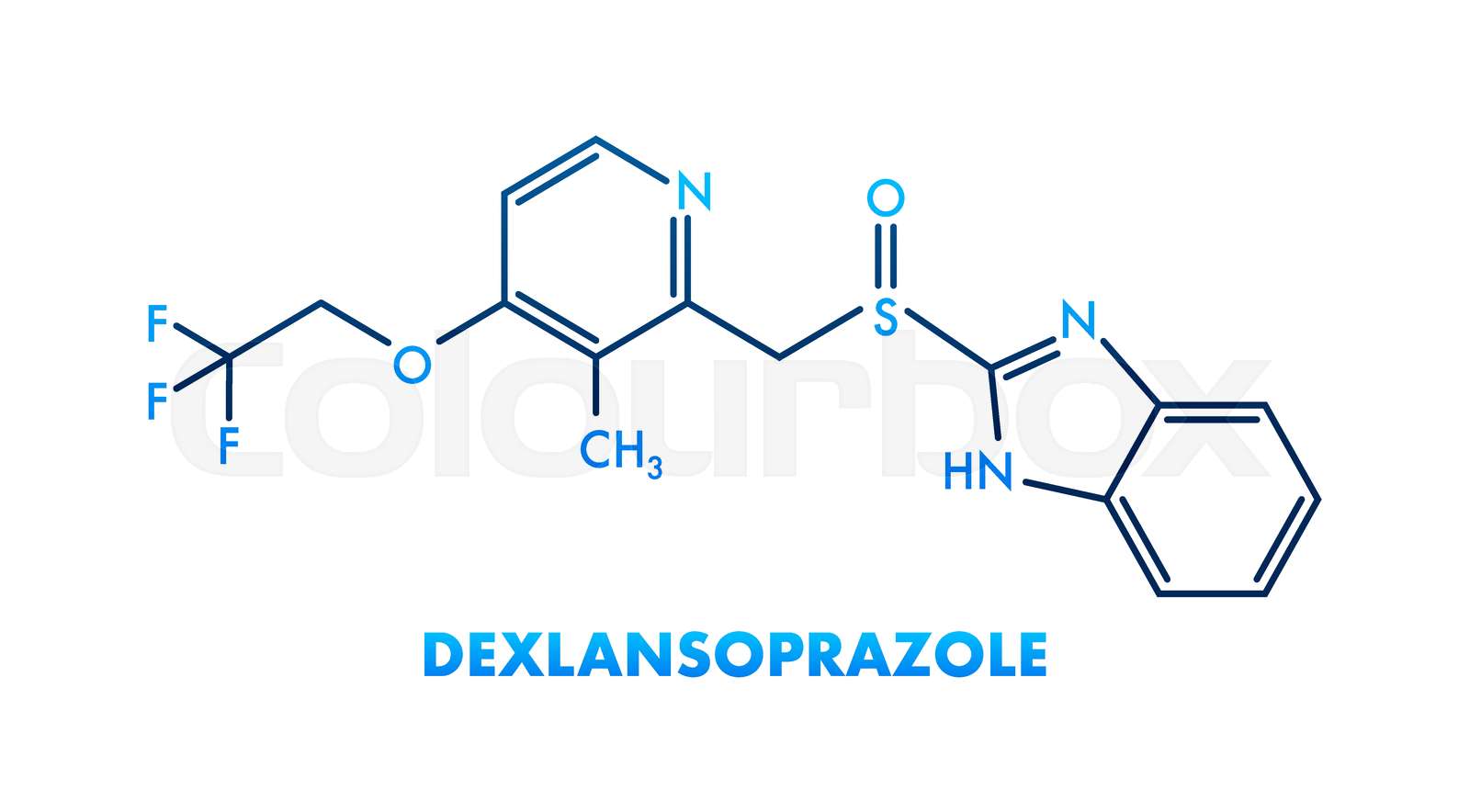 Dexlansoprazole Concept Chemical Formula Icon Label Text Font Vector