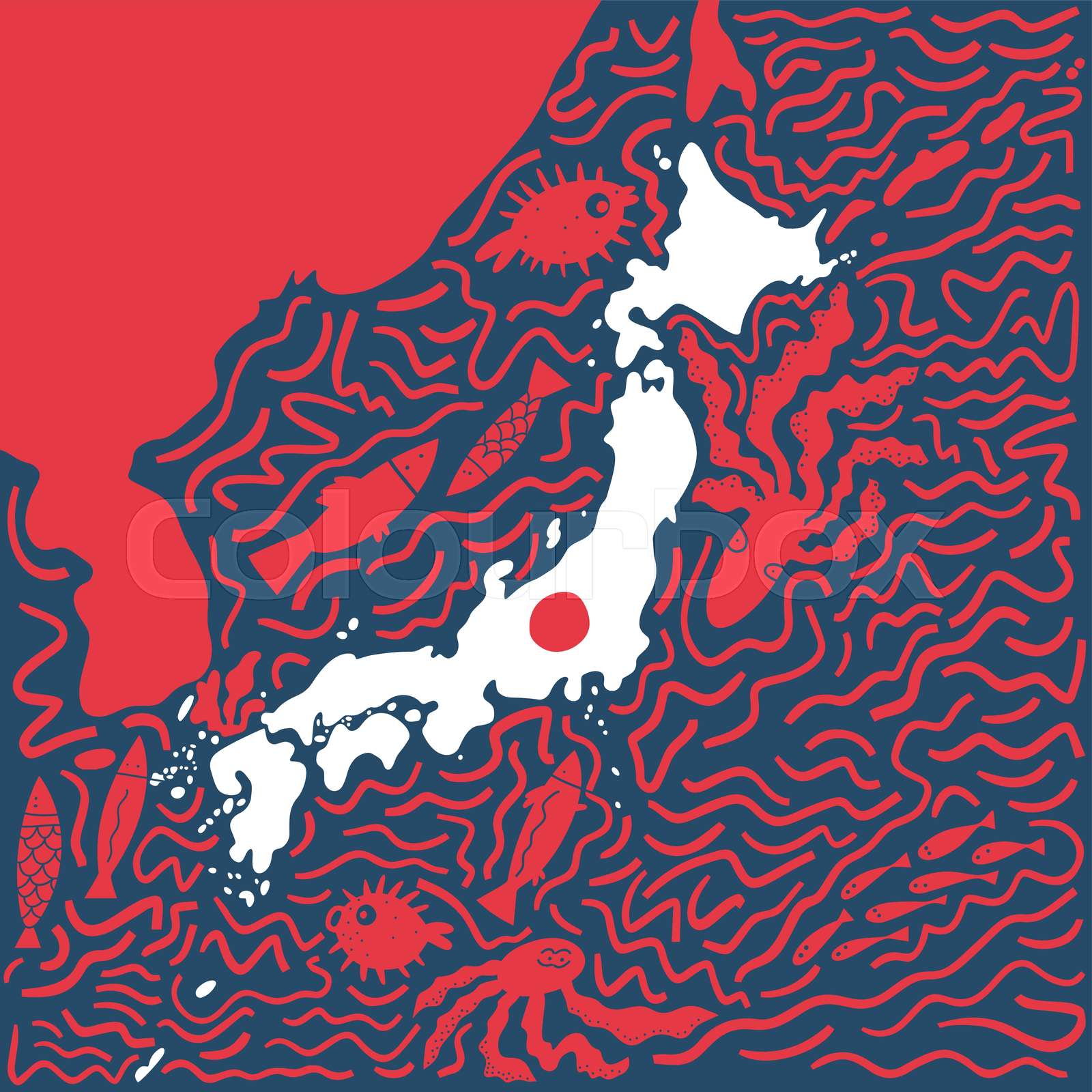 Vector Hand Drawn Stylized Map Of Japan East Map Element Japanese