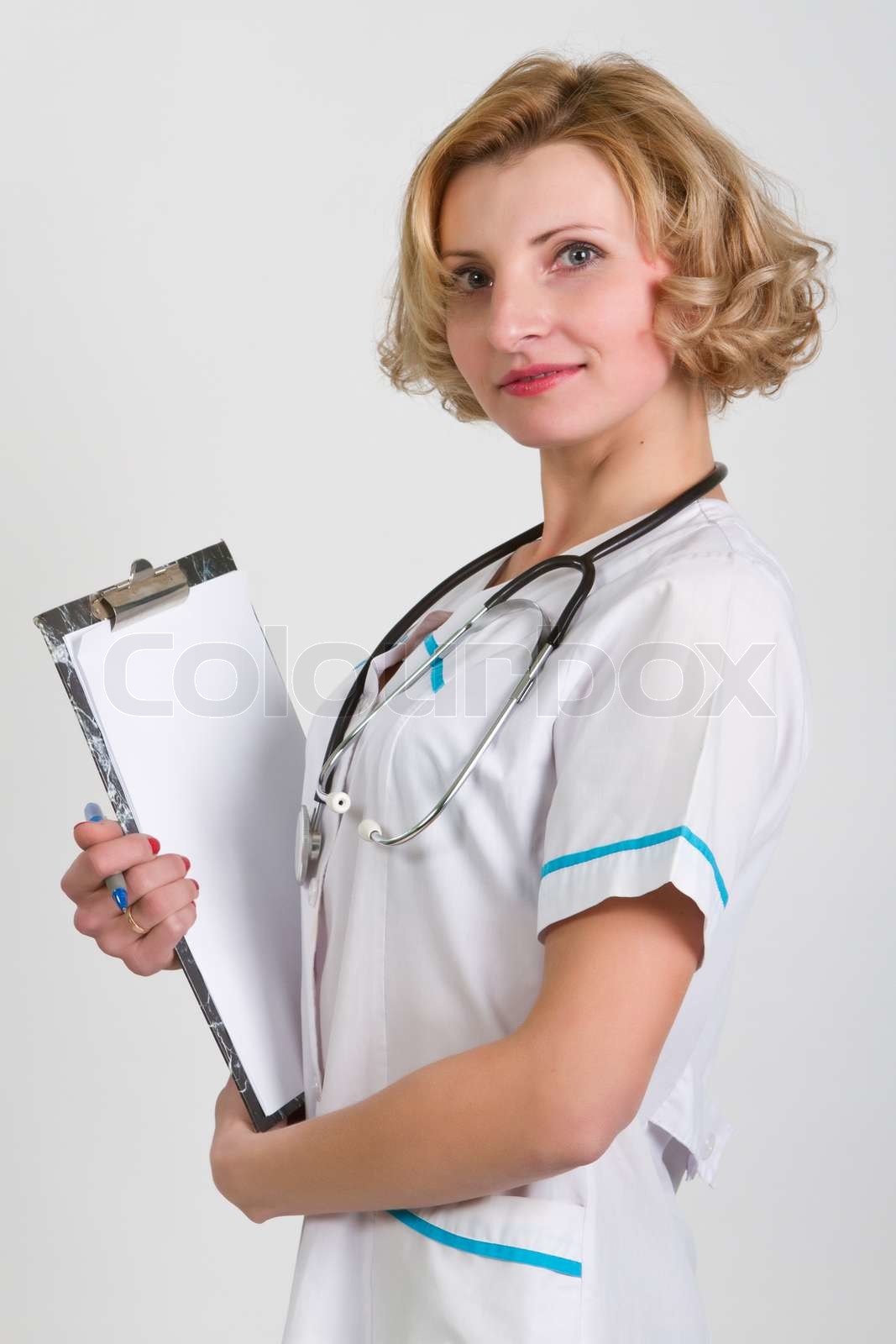 Female Doctor With Clipboard Stock Image Colourbox