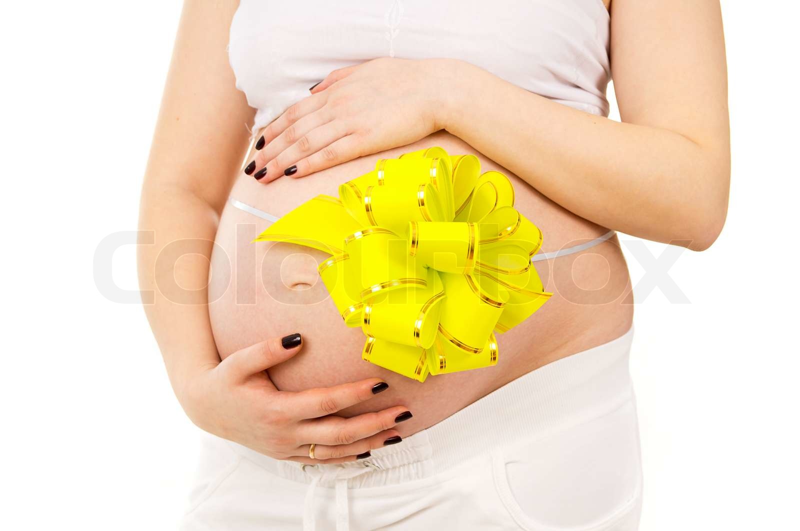 Pregnant Girl Belly Stock Image Colourbox