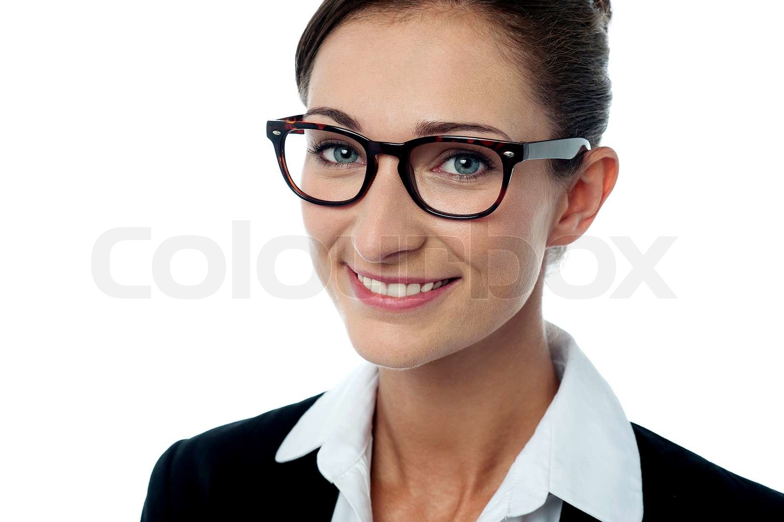 Lächelnde Frau Mit Brille Corporate Stock Bild Colourbox