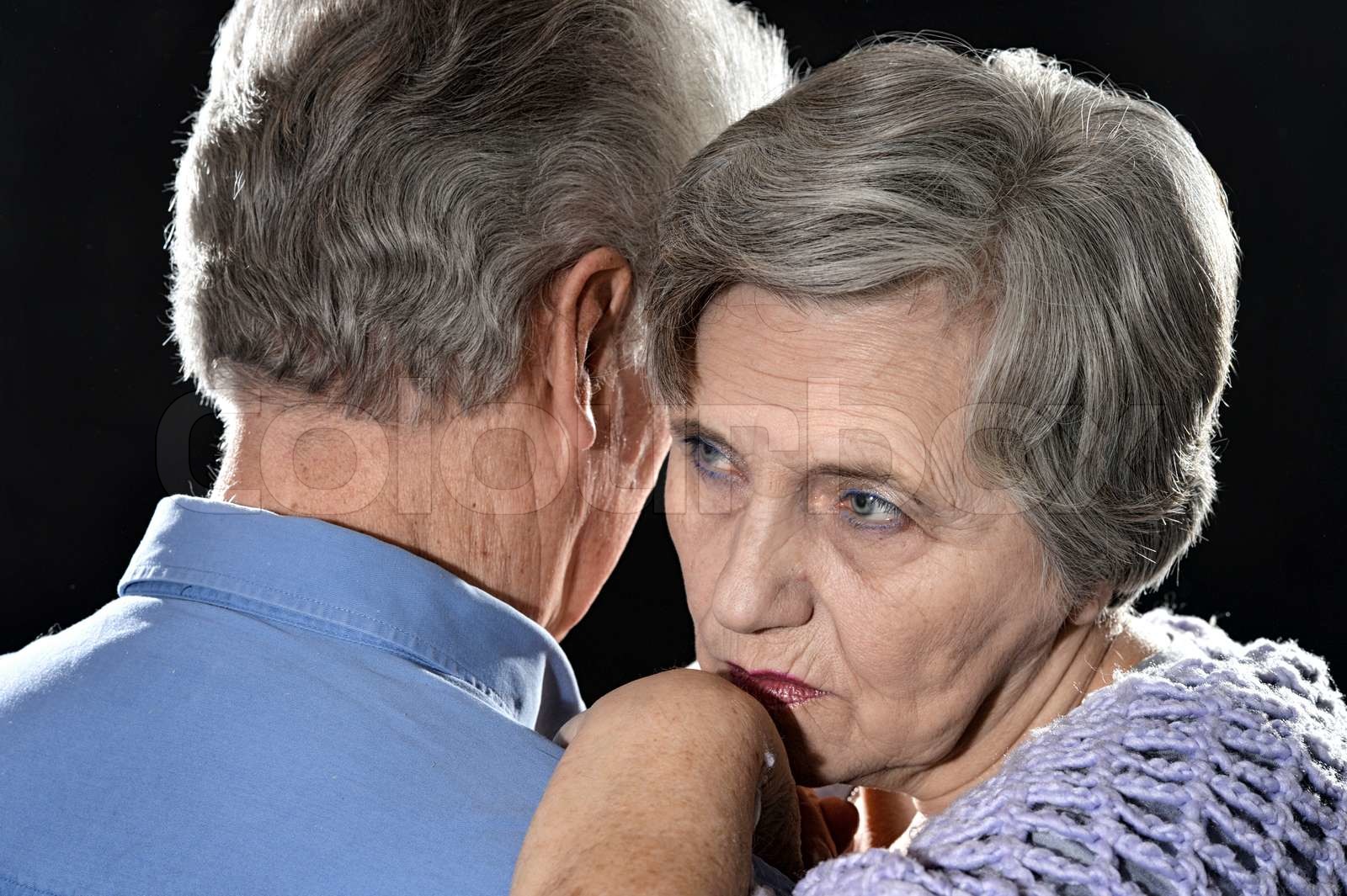 Elderly Couple Embracing Stock Image Colourbox