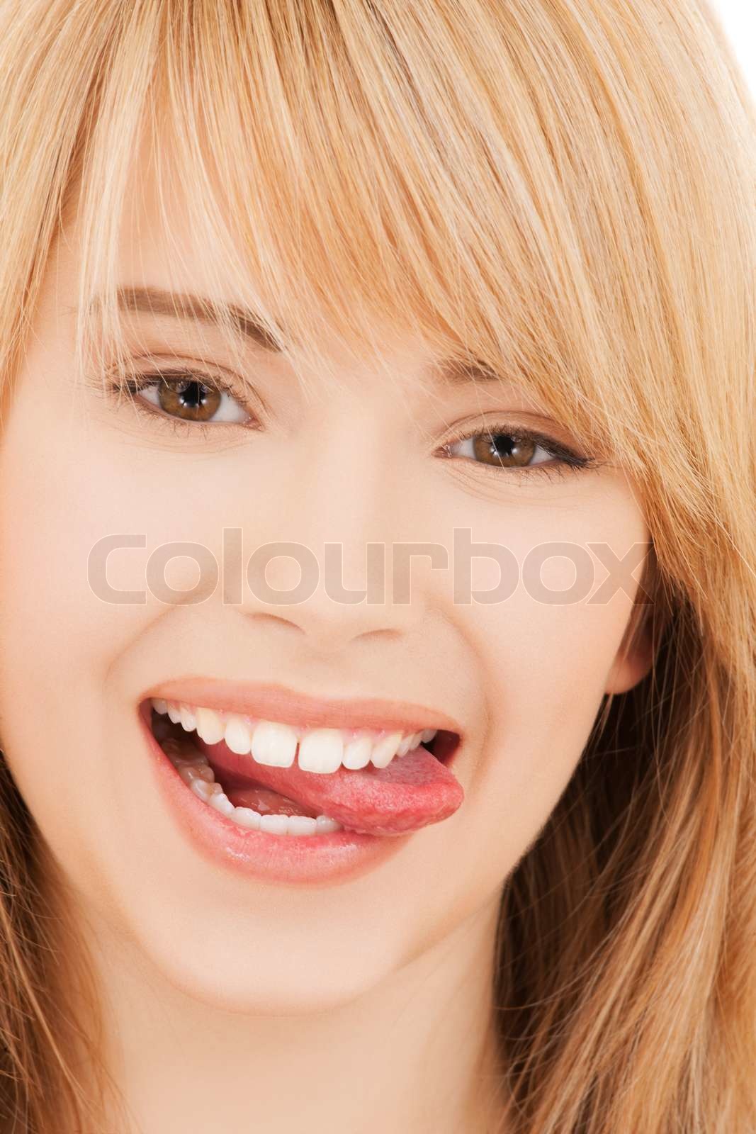 Teenage Girl Sticking Out Her Tongue Stock Image Colourbox