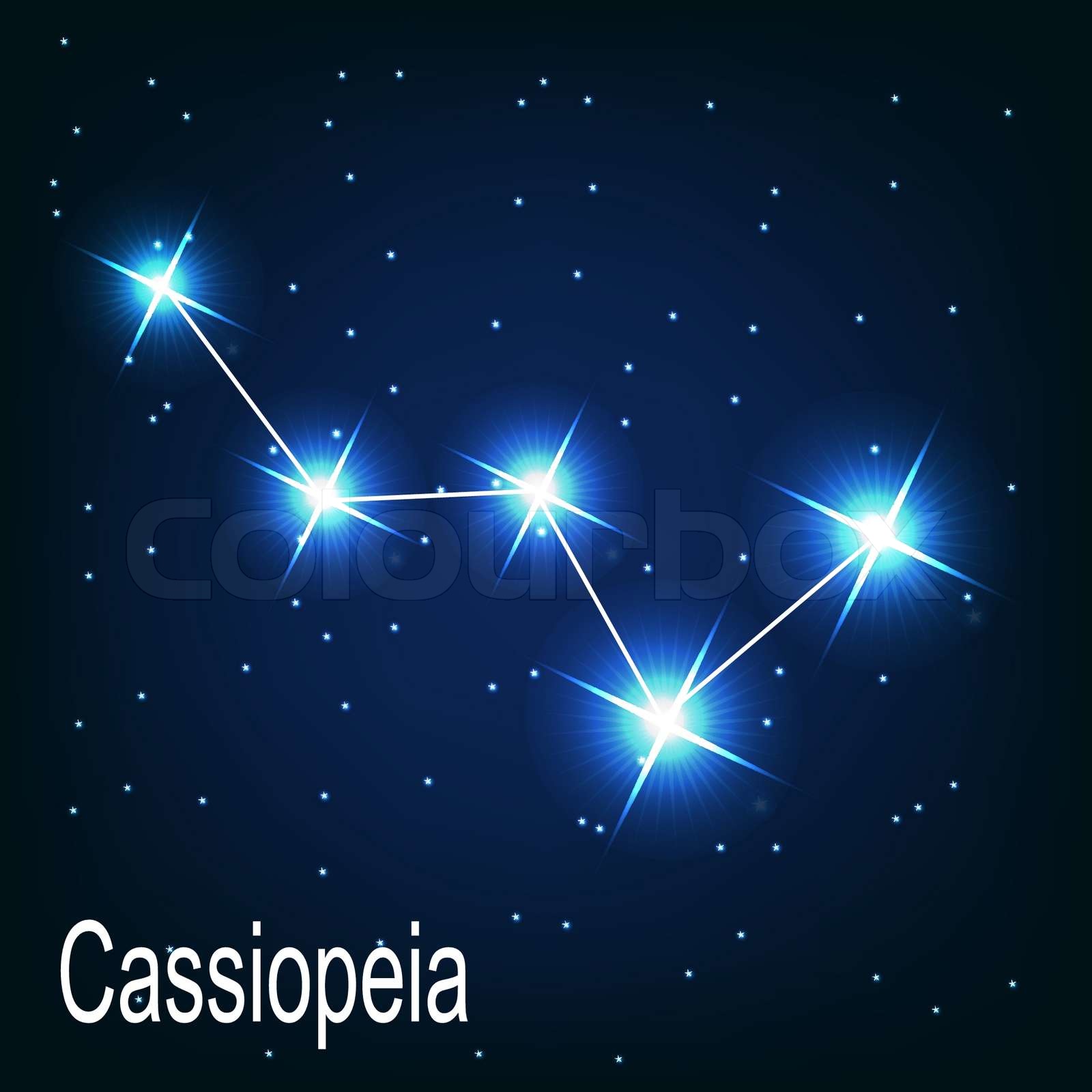 The Constellation Cassiopeia Star In The Night Sky Vector Ill Stock