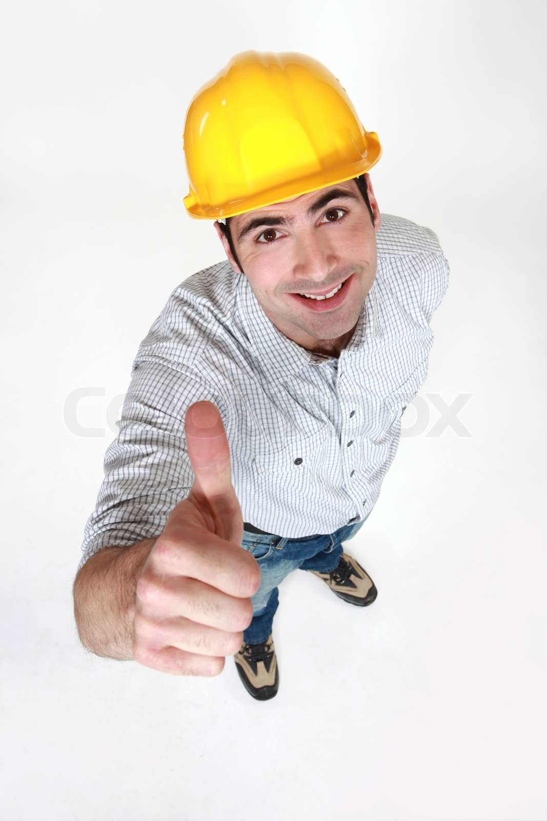 Cartoon Construction Worker Giving Thumbs Up