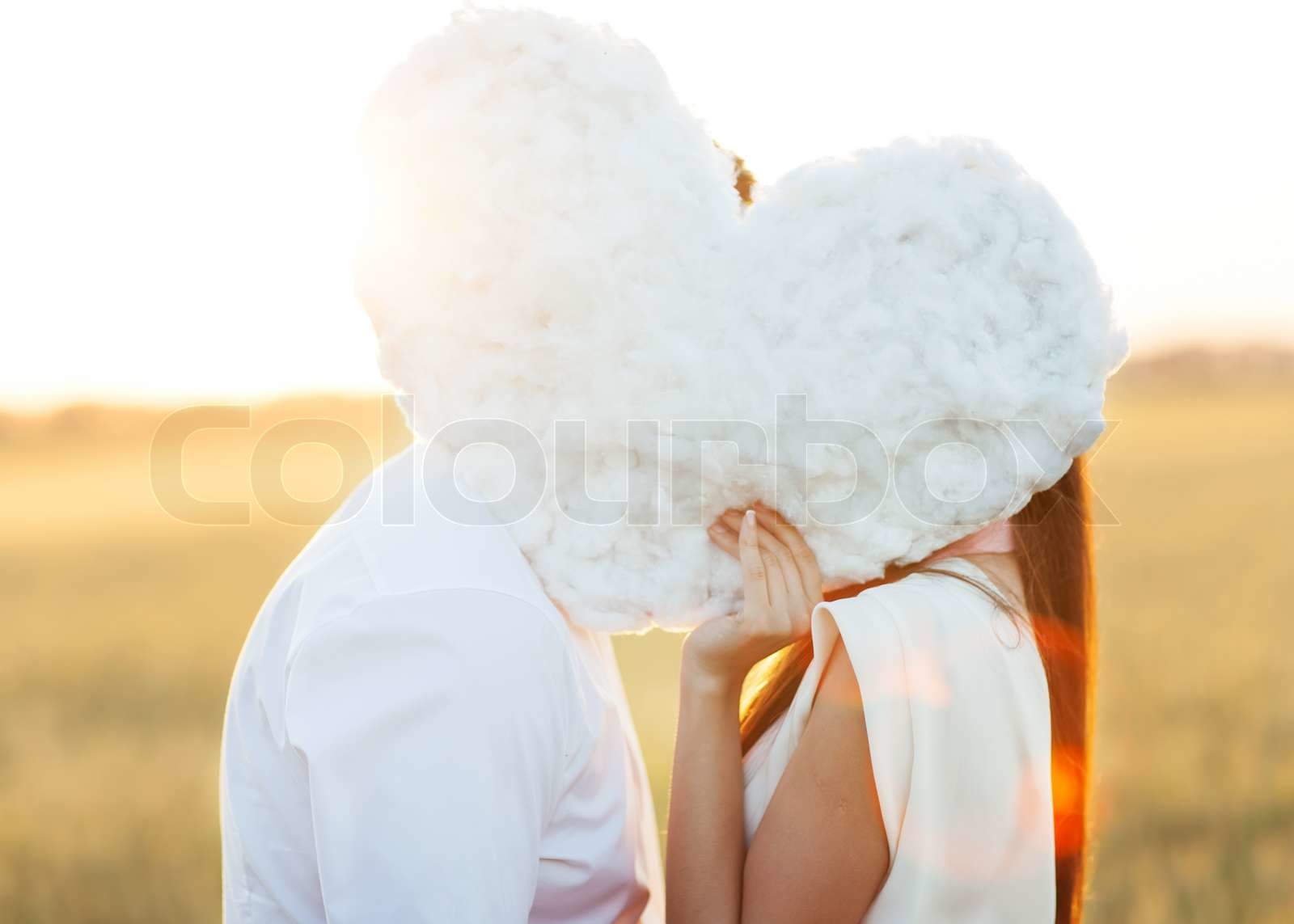 Young Couple Kissing Behind Stock Image Colourbox