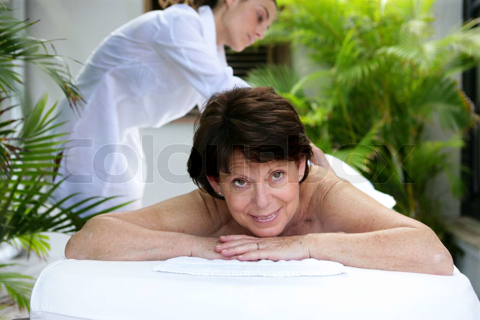 Mature Woman Having A Massage Stock Image Colourbox