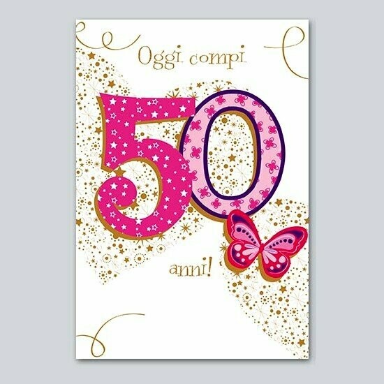 Biglietto Auguri Compleanno 50 Anni Happy Birthday Con Busta Formato