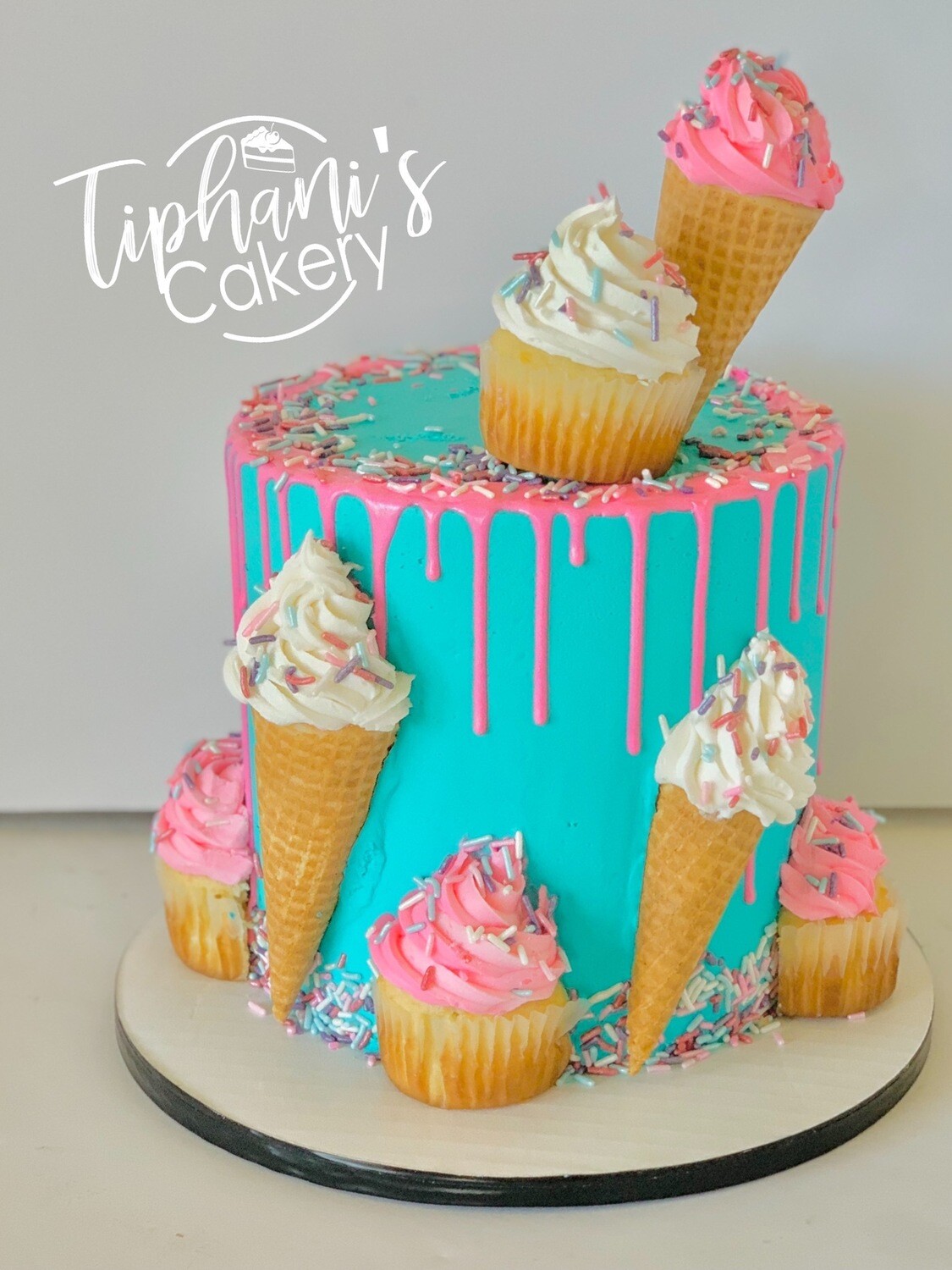 Ice Cream And Cupcakes Drip Cake