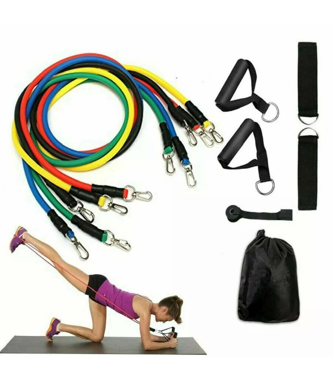 11 Pcs Resistance Band Set Limited Time Cheap Sale