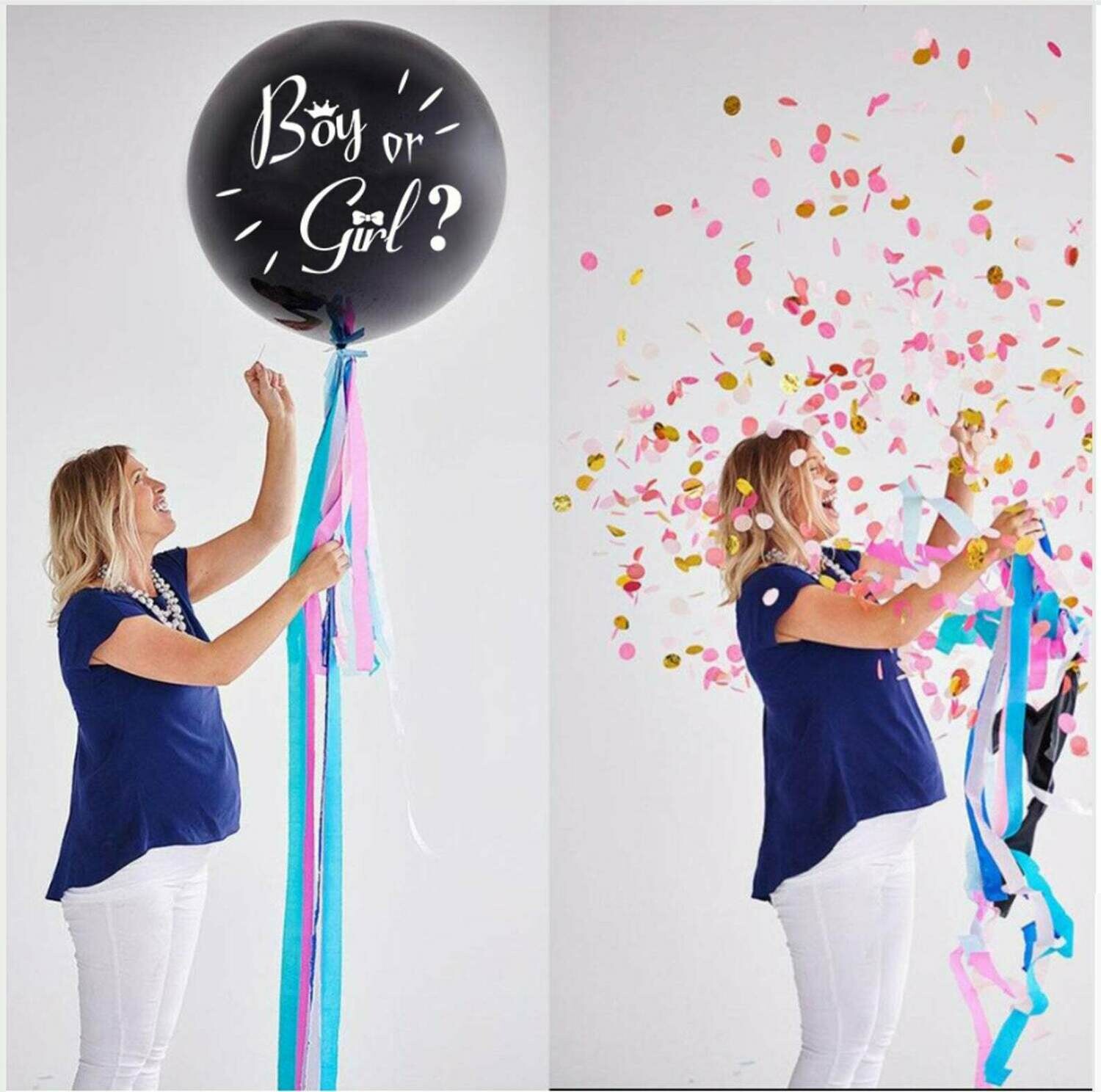 Gender Reveal Balloon Gender Confetti Balloon 36 Black Reveal