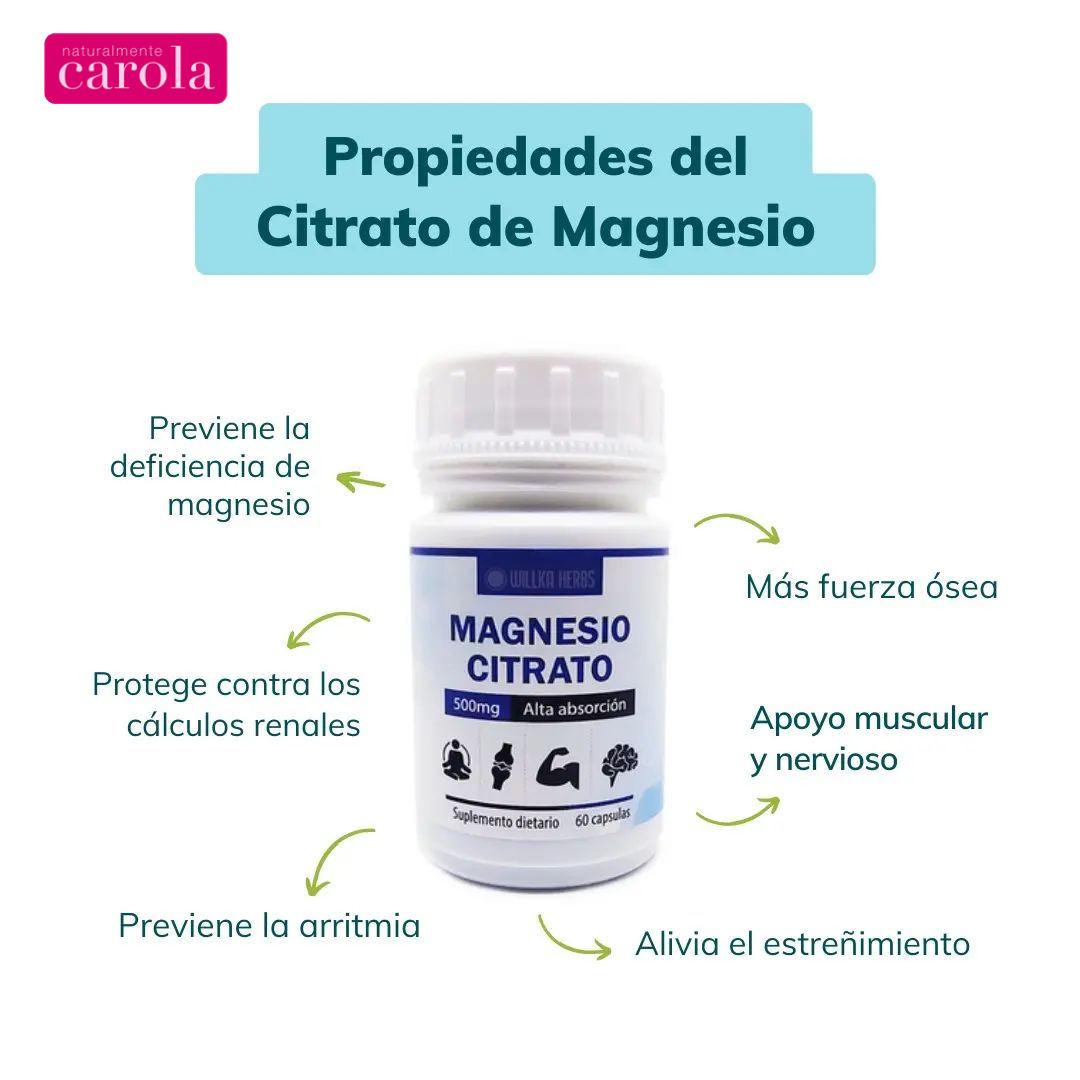 Citrato De Magnesio 500mg 60capsulas