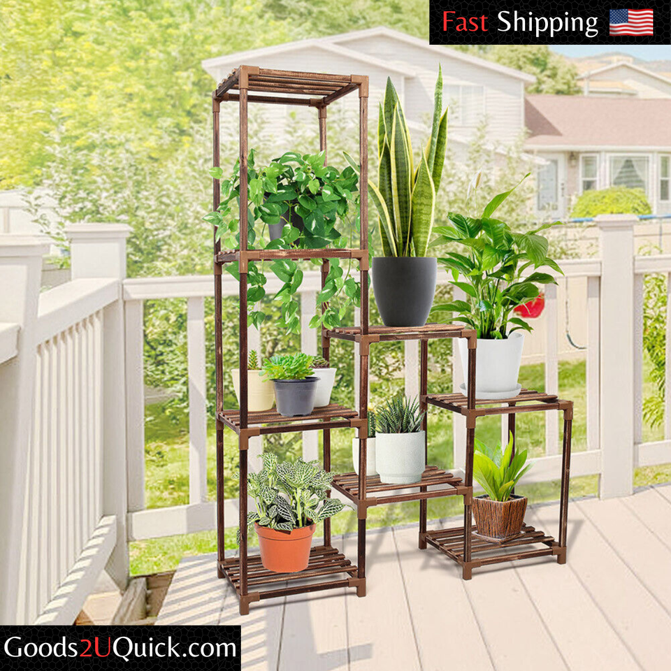 Extra Large Multi Tier Wood Flower Rack Plant Stand Bonsai Shelf Indoor