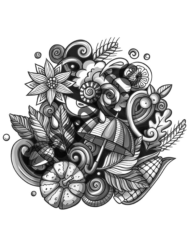 Autumn Grayscale Adult Coloring Page 2 With Color Guide Life Escapes