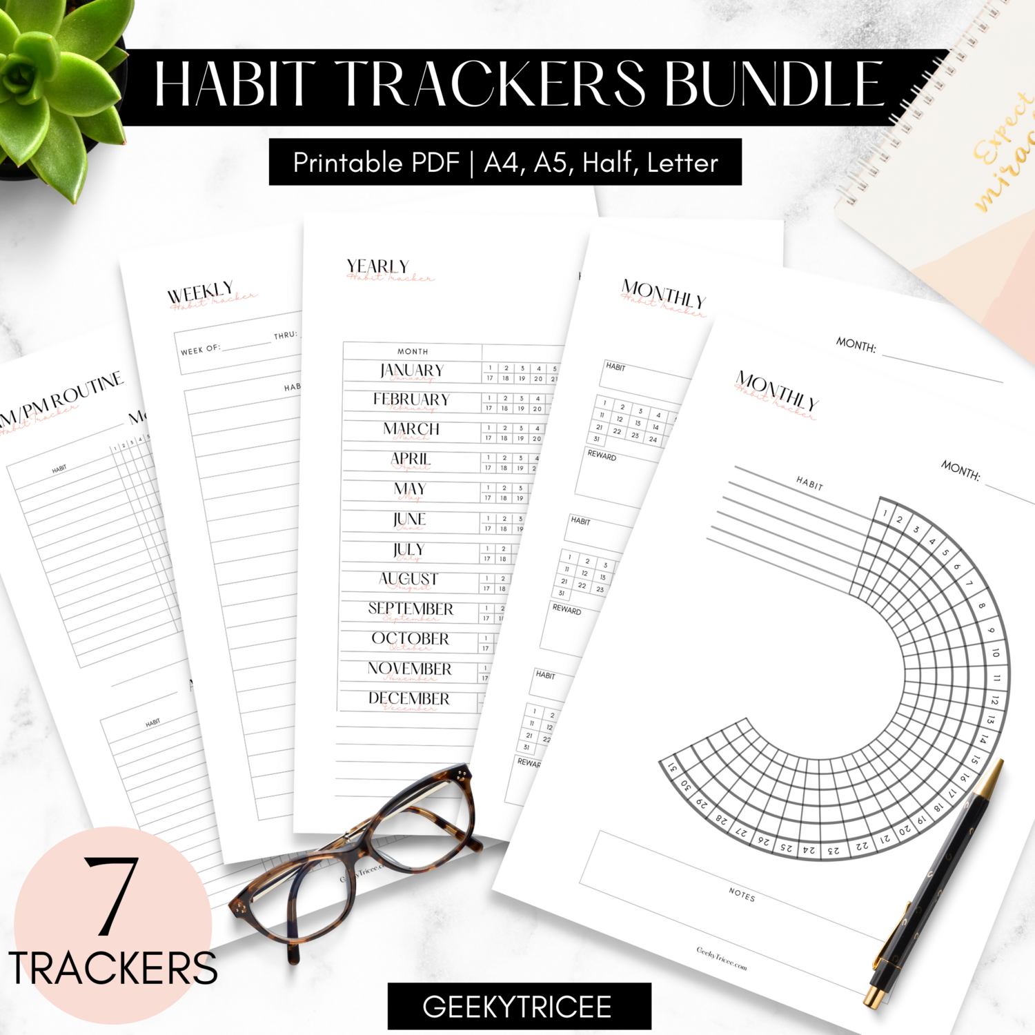 Habit Trackers Bundle A4 A5 Letter Half