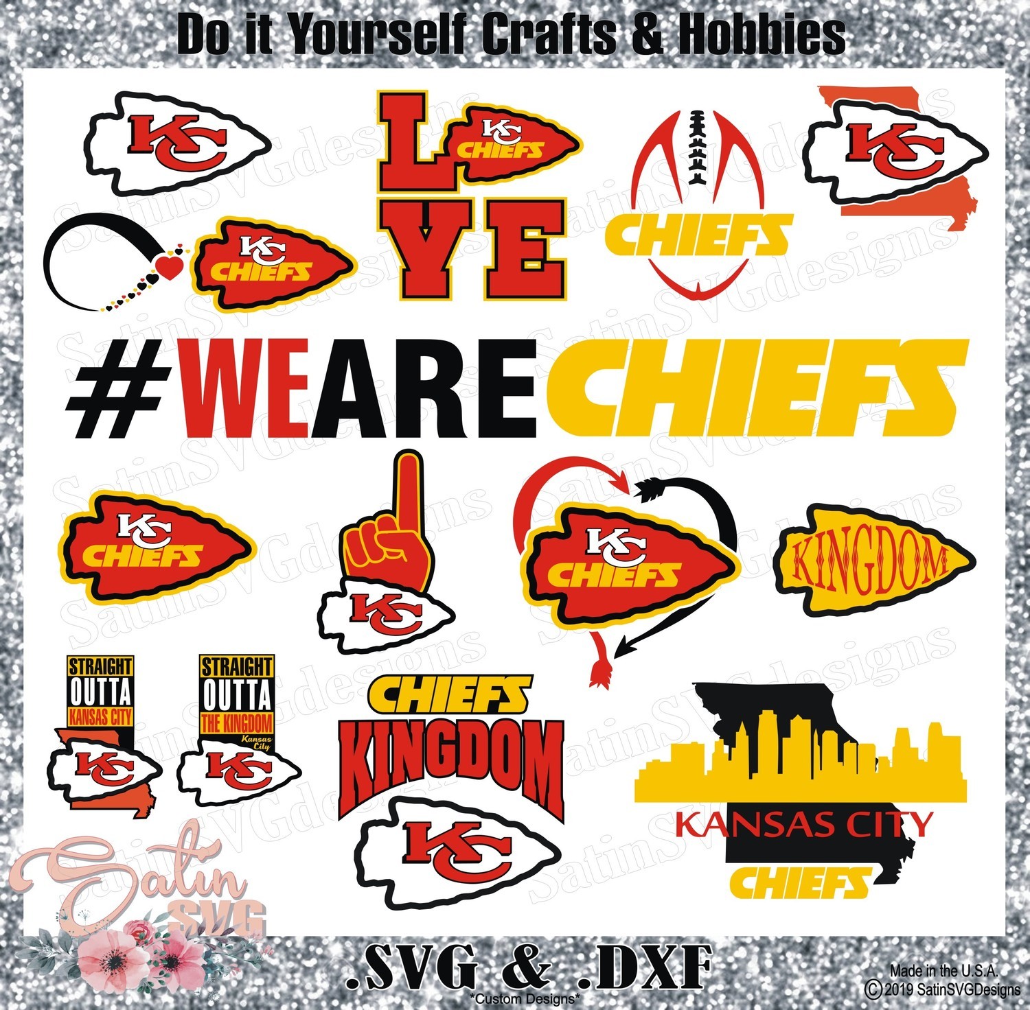 Kansas City Chiefs Set Design Svg Files Cricut Silhouette Studio