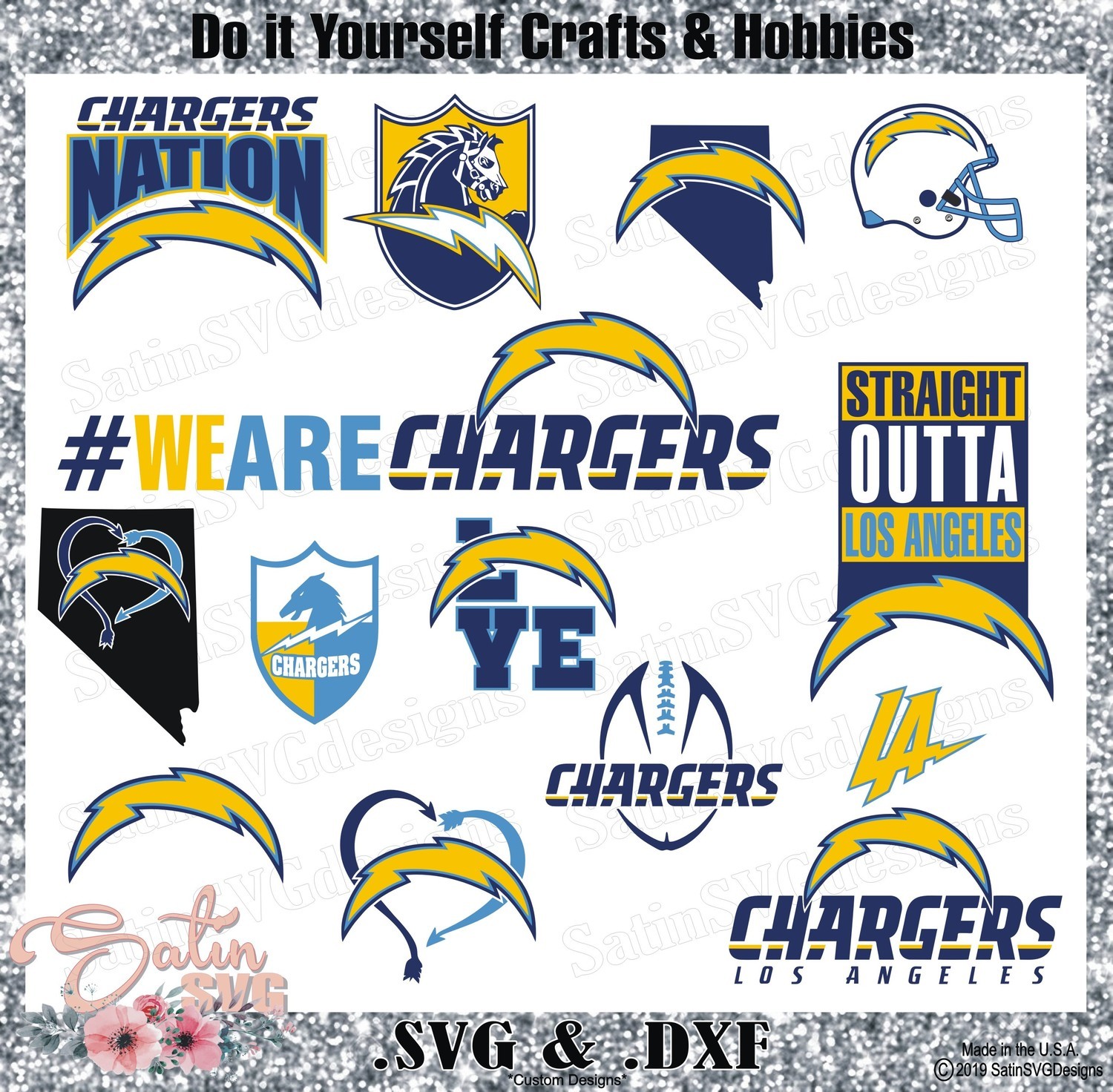 Los Angeles Chargers Set Design Svg Files Cricut Silhouette Studio