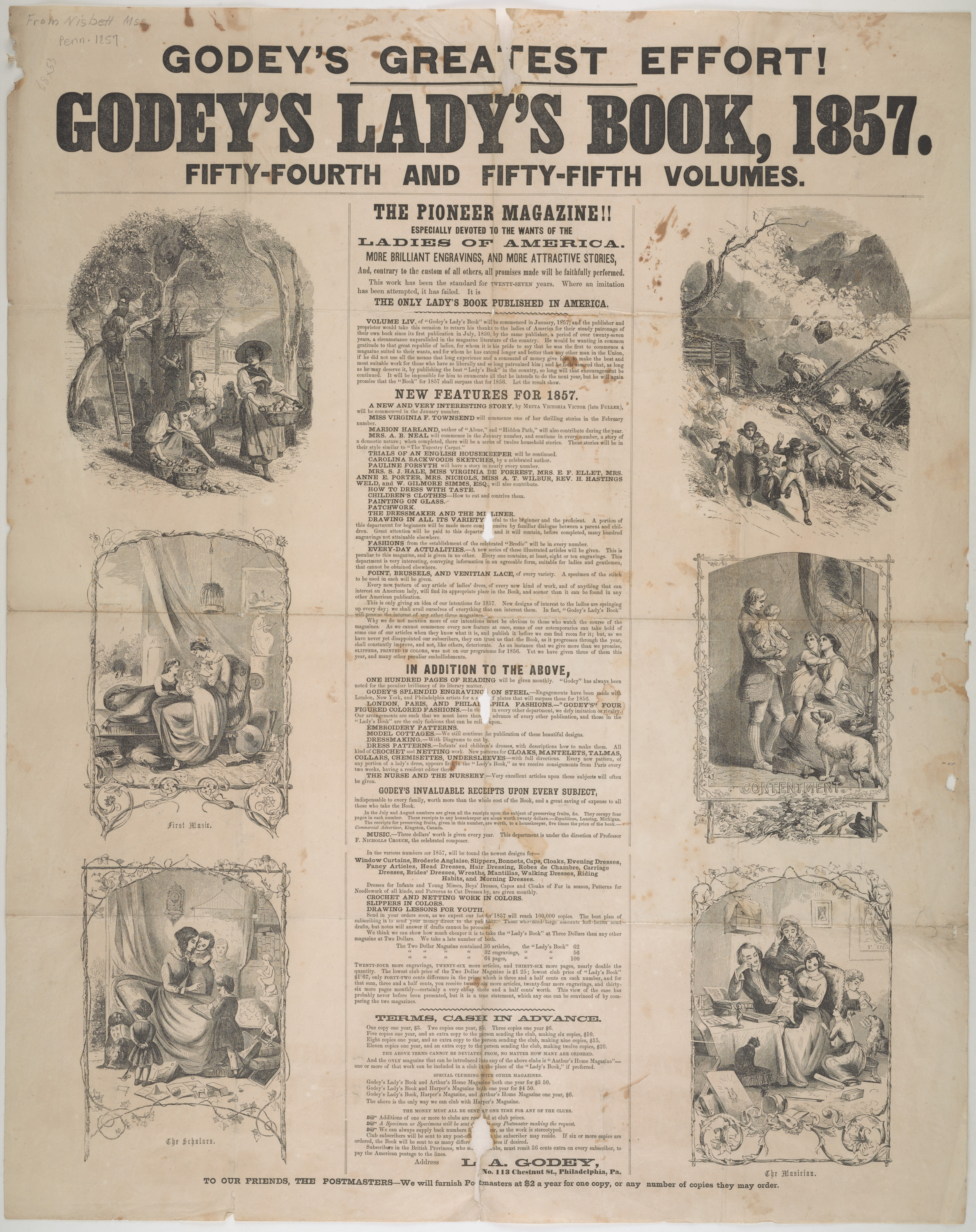 A Page From An 1857 Godeys Ladys Book A Popular And Influential