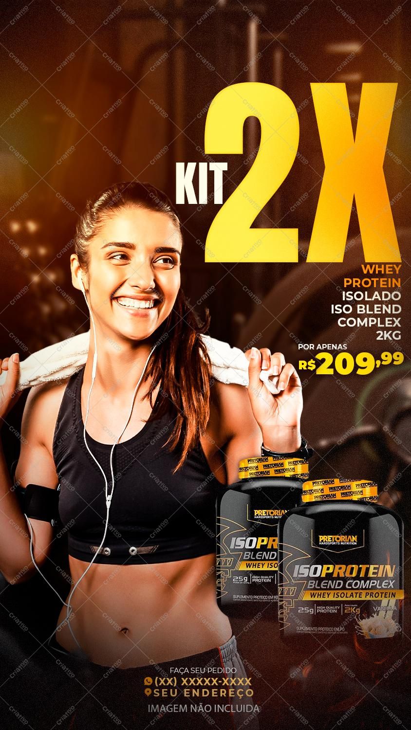 Academia Kit 2x Whey Protein Social Media Psd Editável