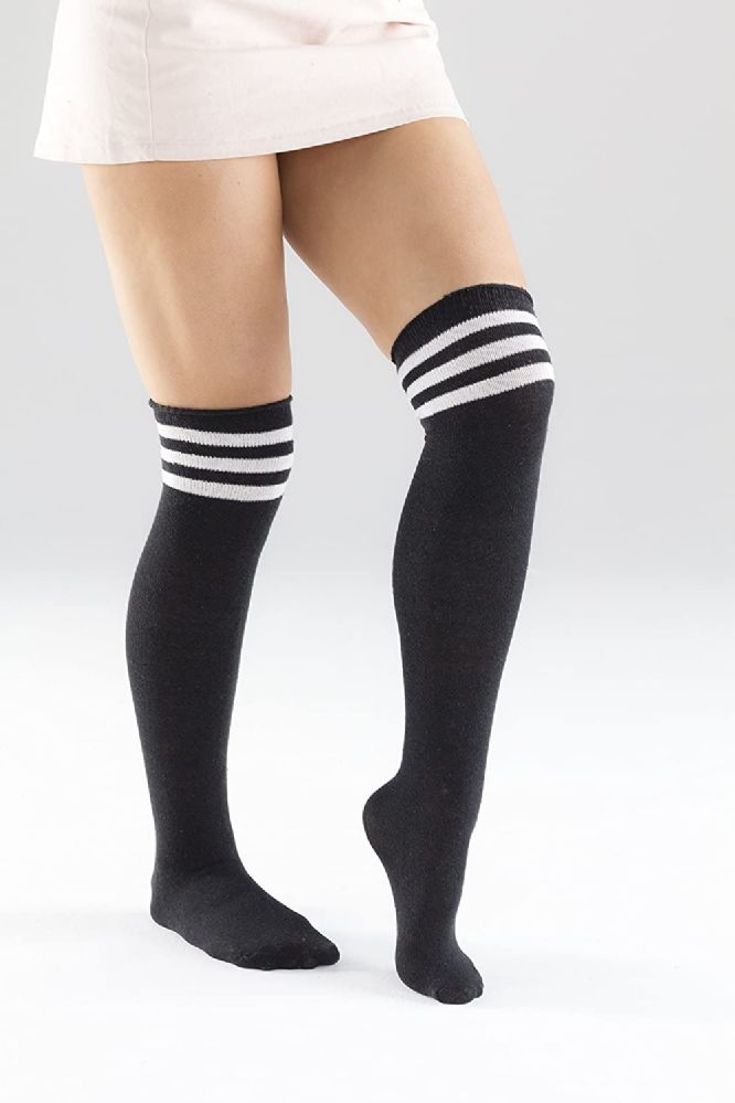 3 Wholesale Yacht And Smith Womens Black Over The Knee Socks At