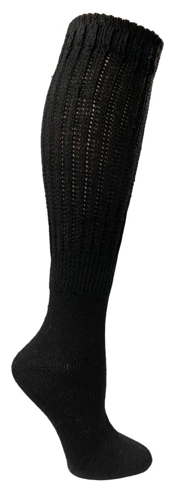 24 Wholesale Yacht And Smith Womens Black Heavy Slouch Socks Size 9 11