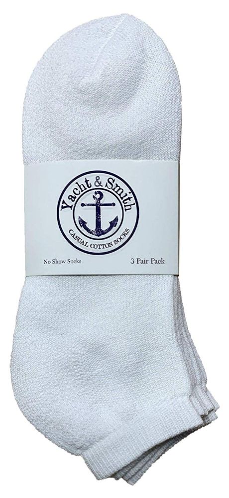 24 Wholesale Yacht And Smith Mens Cotton White No Show Ankle Socks At