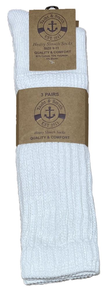 Yacht And Smith Womens Heavy Cotton Slouch Socks Solid White At