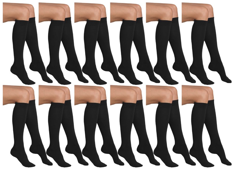 60 Wholesale Yacht And Smith Womens Knee High Socks Solid Colors Black